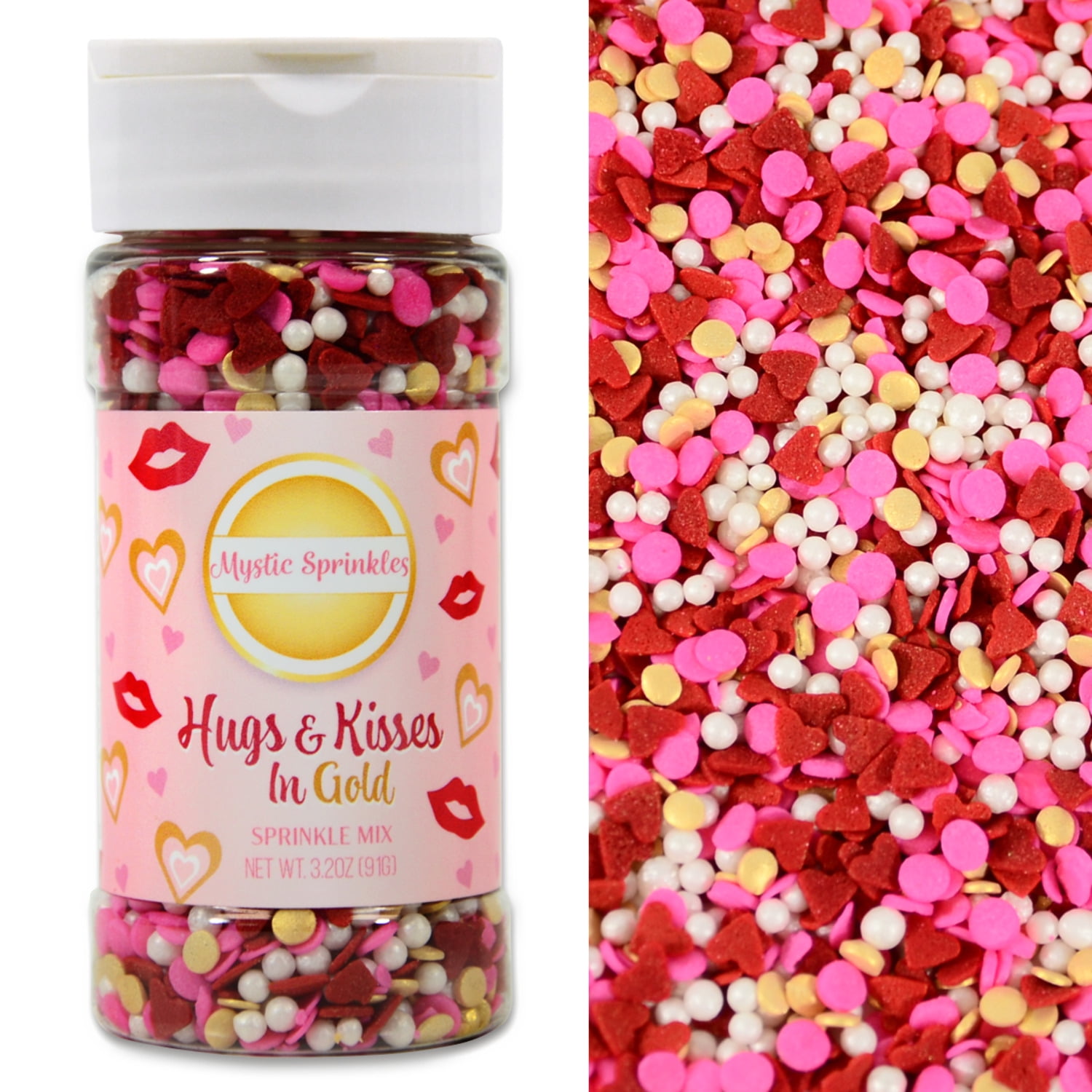 Mystic Sprinkles Hugs & Kisses Sprinkle Mix in Gold Sprinkle Mix 3.2oz ...