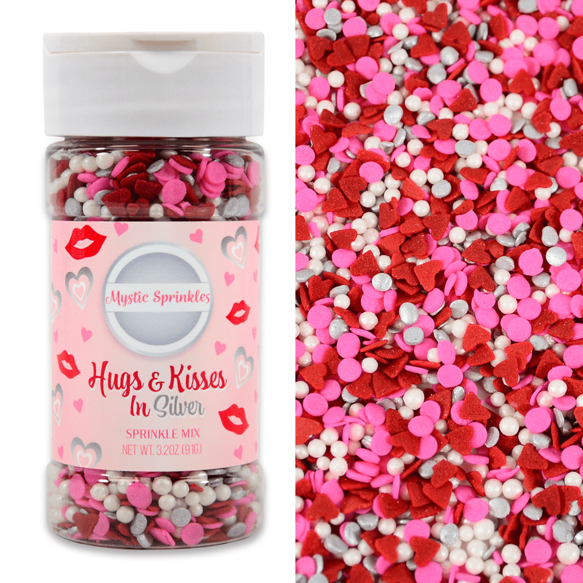 Mystic Sprinkles Hugs & Kisses Sprinkle Mix in Silver Sprinkle Mix 3.2 ...