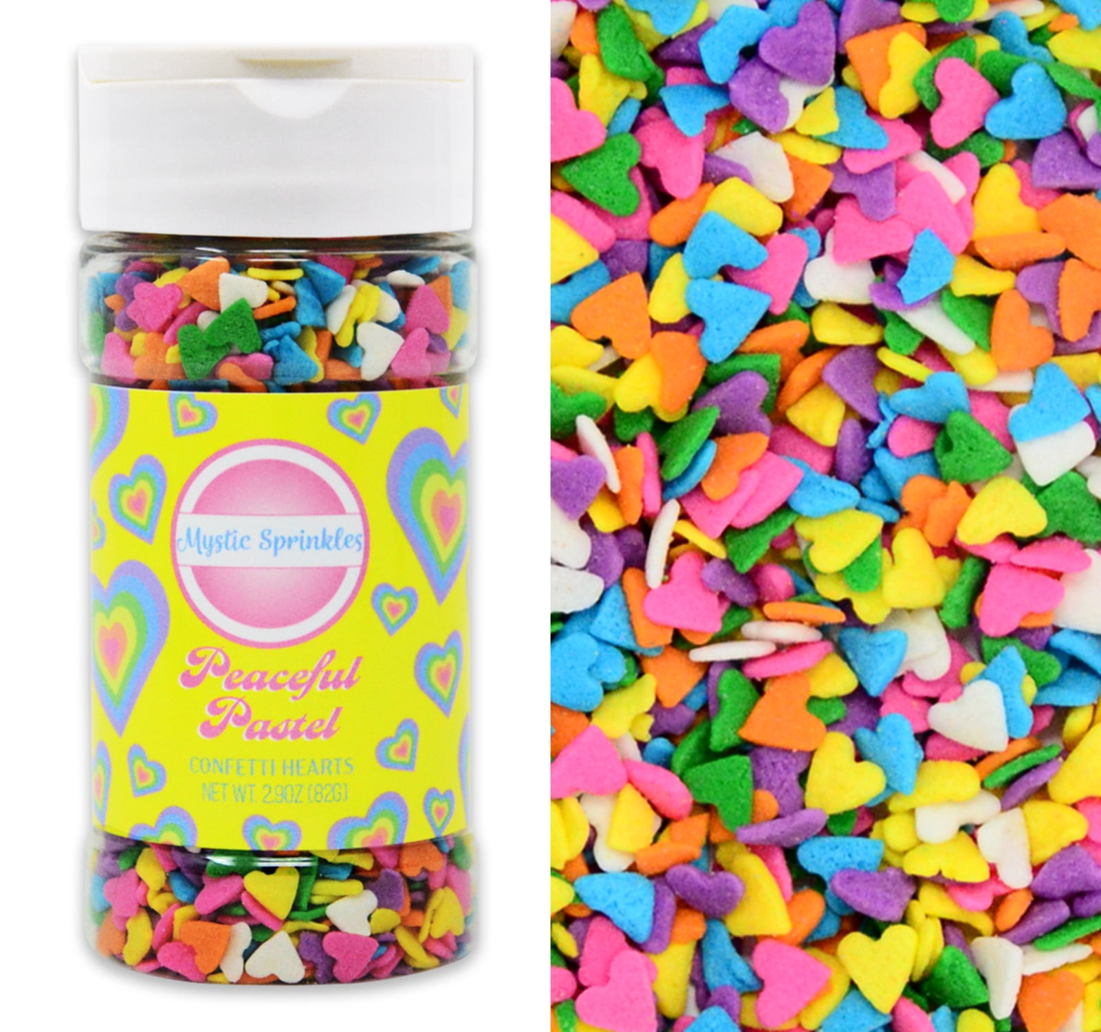 Mystic Sprinkles Peaceful Pastel Confetti Hearts 2.9 Ounce Bottle ...
