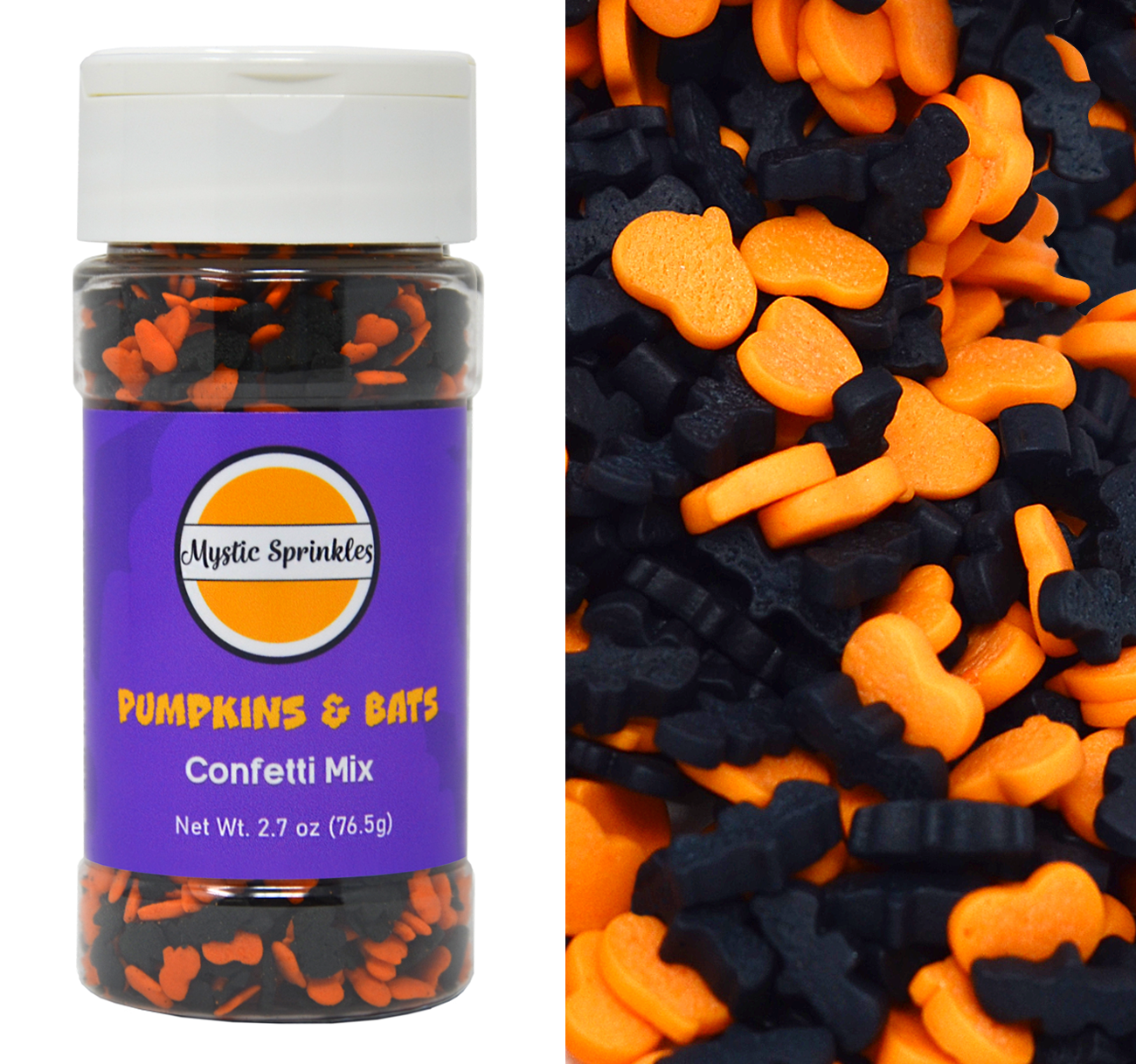 Mystic Sprinkles Pumpkins & Bats Confetti Mix Halloween Sprinkles 2.7 ...