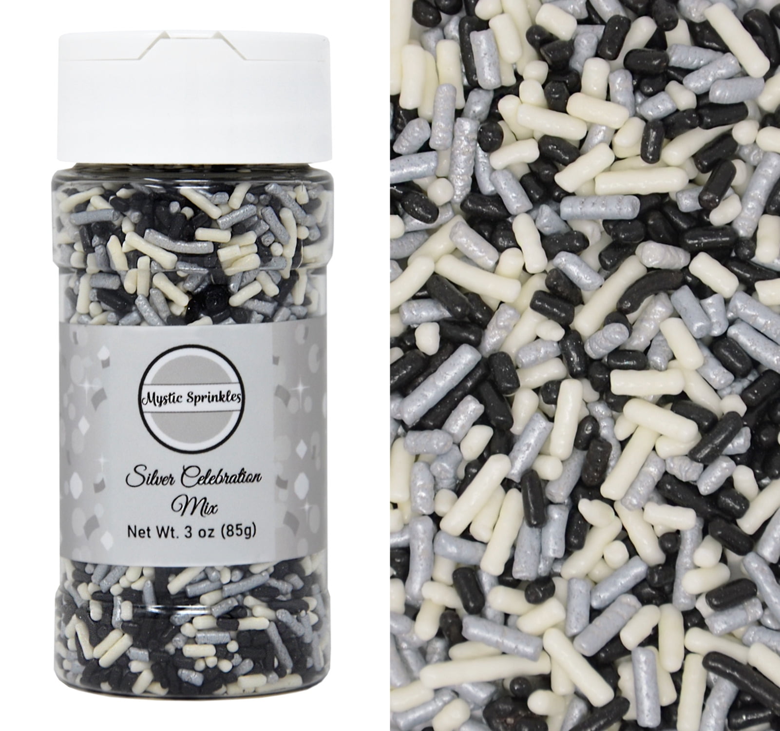 Mystic Sprinkles Silver Celebration Mix Jimmies Sprinkles 3 oz ...