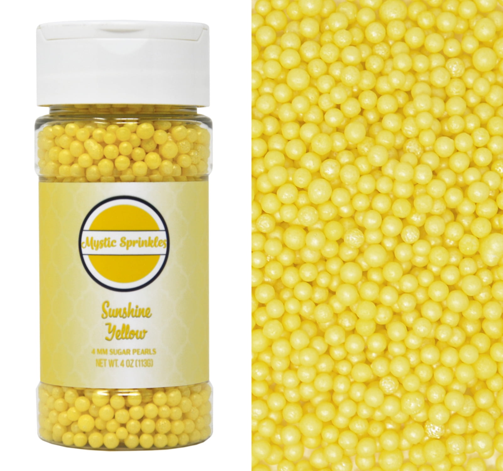 Mystic Sprinkles Sunshine Yellow 4mm Sugar Pearls 4 oz. - Walmart.com
