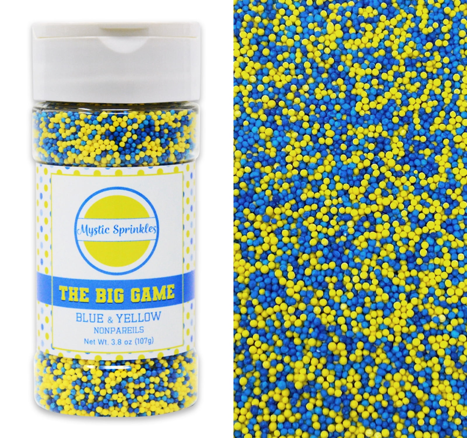 Mystic Sprinkles The Big Game: Blue & Yellow Nonpareil Mix 3.8 oz ...