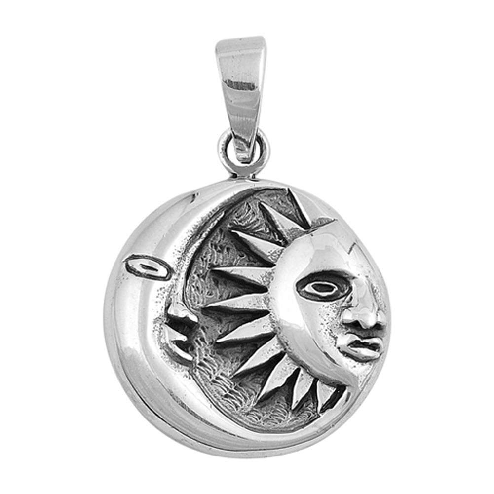 Mystic Sun Moon Pendant .925 Sterling Silver Space Solar Celestial ...