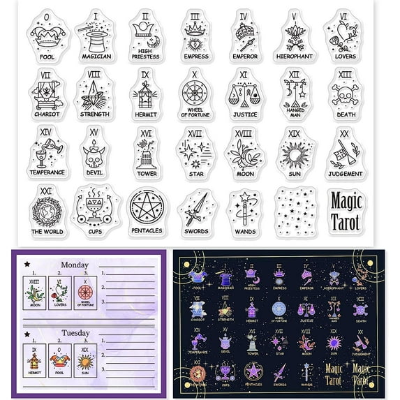 Mystic Tarot Pattern Silicone Clear Stamp Magic Transparent Silicone ...