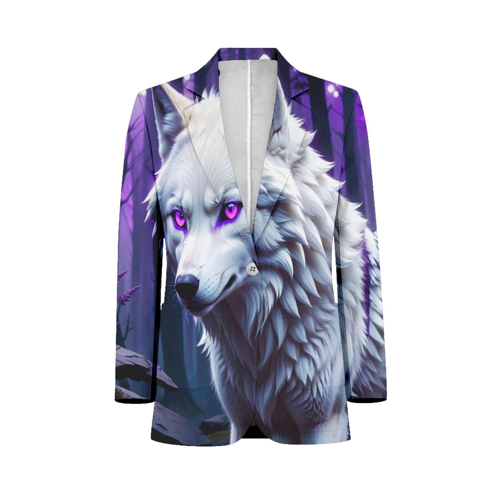 Mystic Wolf In Enchanted Forest Mens Suits Shawl Collar Slim Fit Suit ...