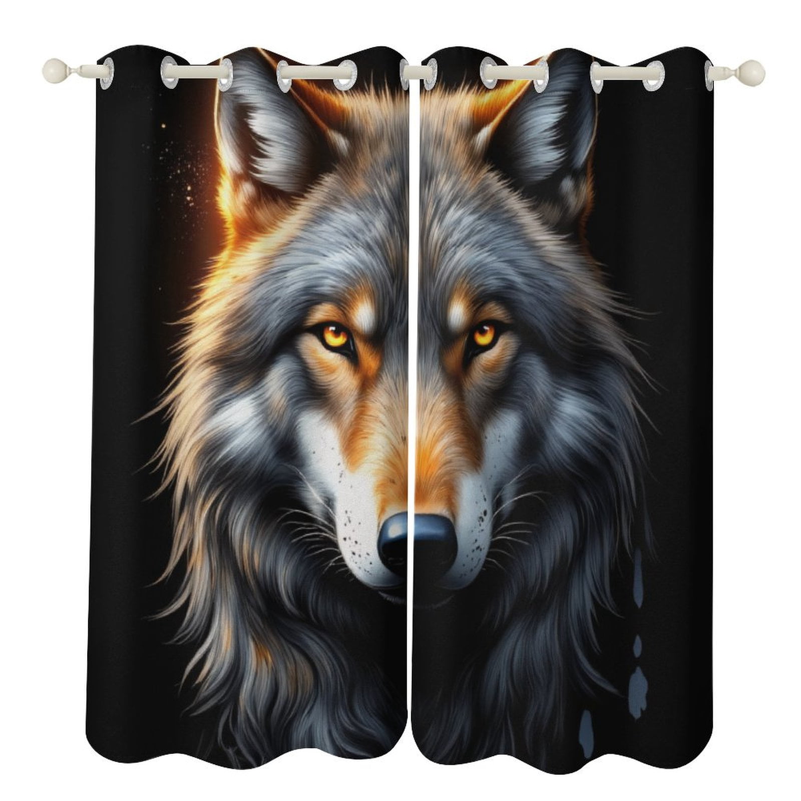 Mystic Wolf Portrait Blackout Window Curtains for Bedroom Living Room ...