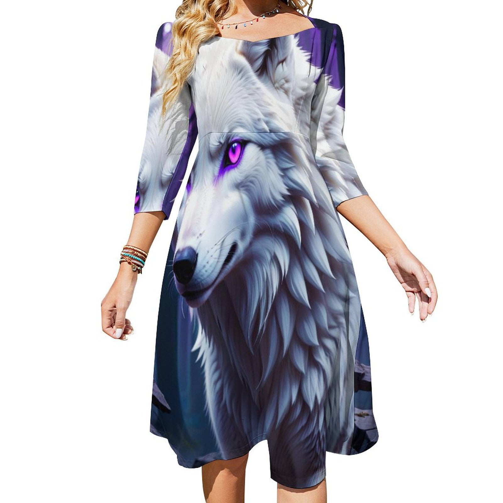 Mystic Wolf in Enchanted Forest Dress Summer Dresses Woman Street Style ...
