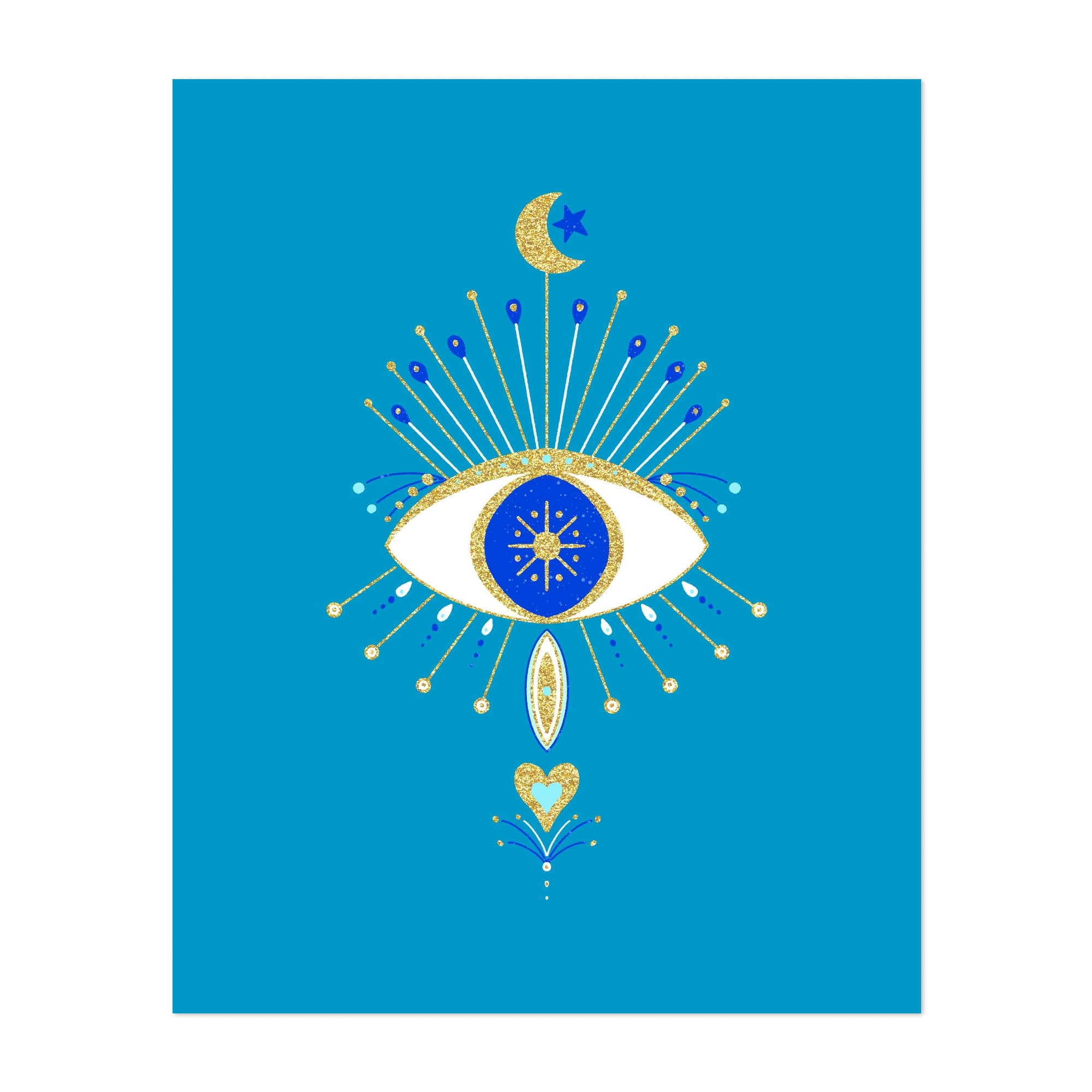 Mystic moon goddess eye - gold and blue - Illustration Mystical ...