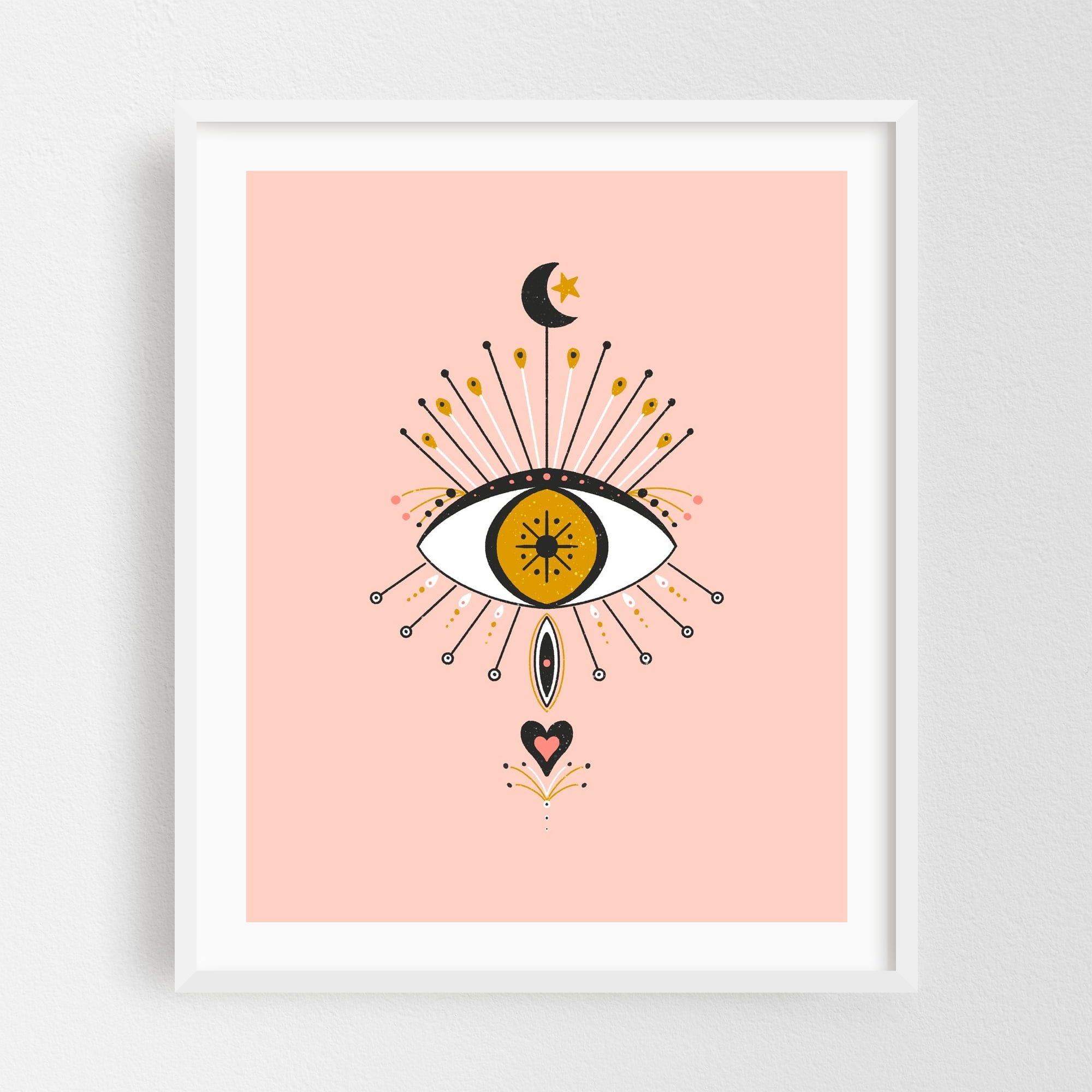 Mystic moon goddess eye - pink and black - Illustration Surrealism ...