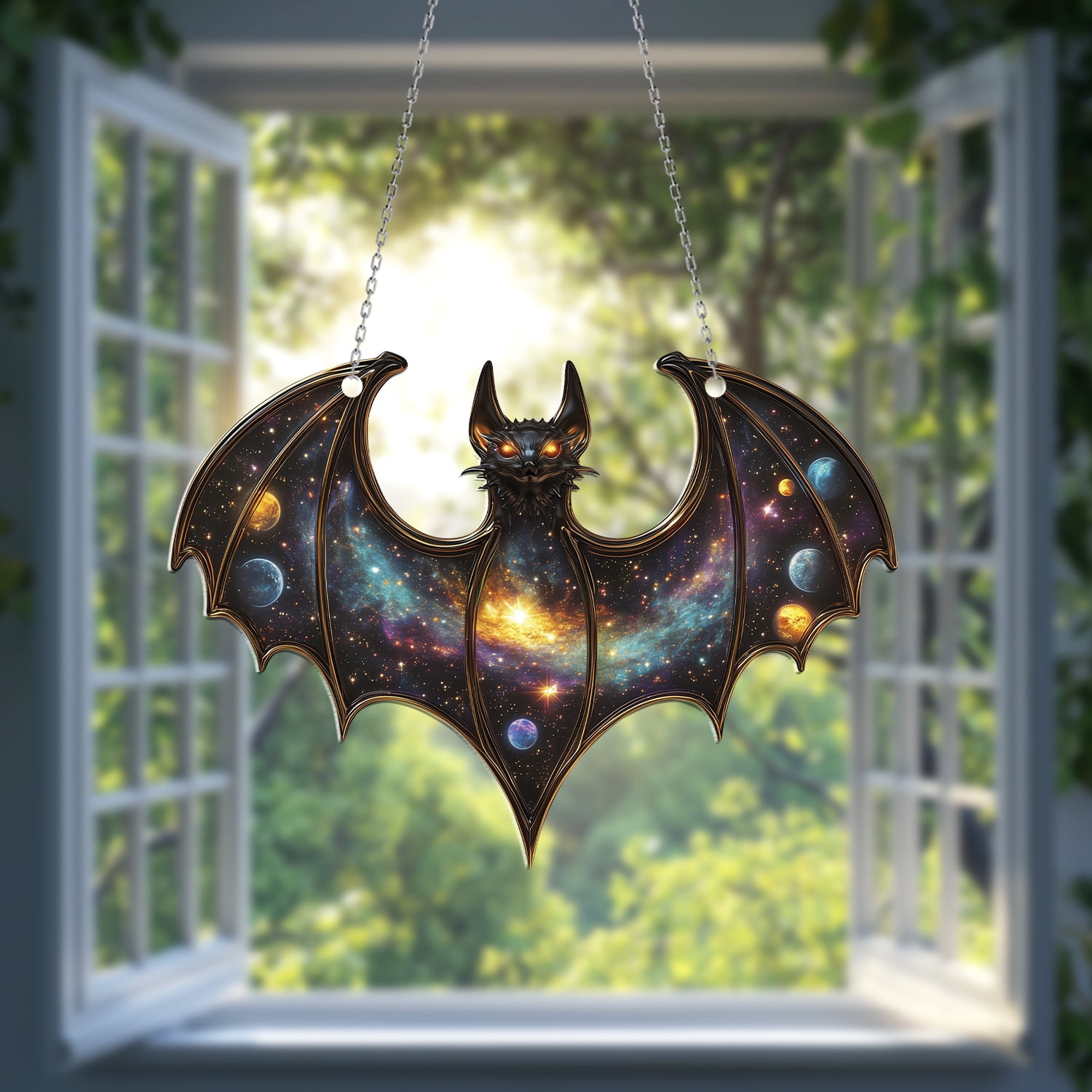Mystical Bat Suncatcher – Handmade Cosmic Window Hanging Decor – Unique ...