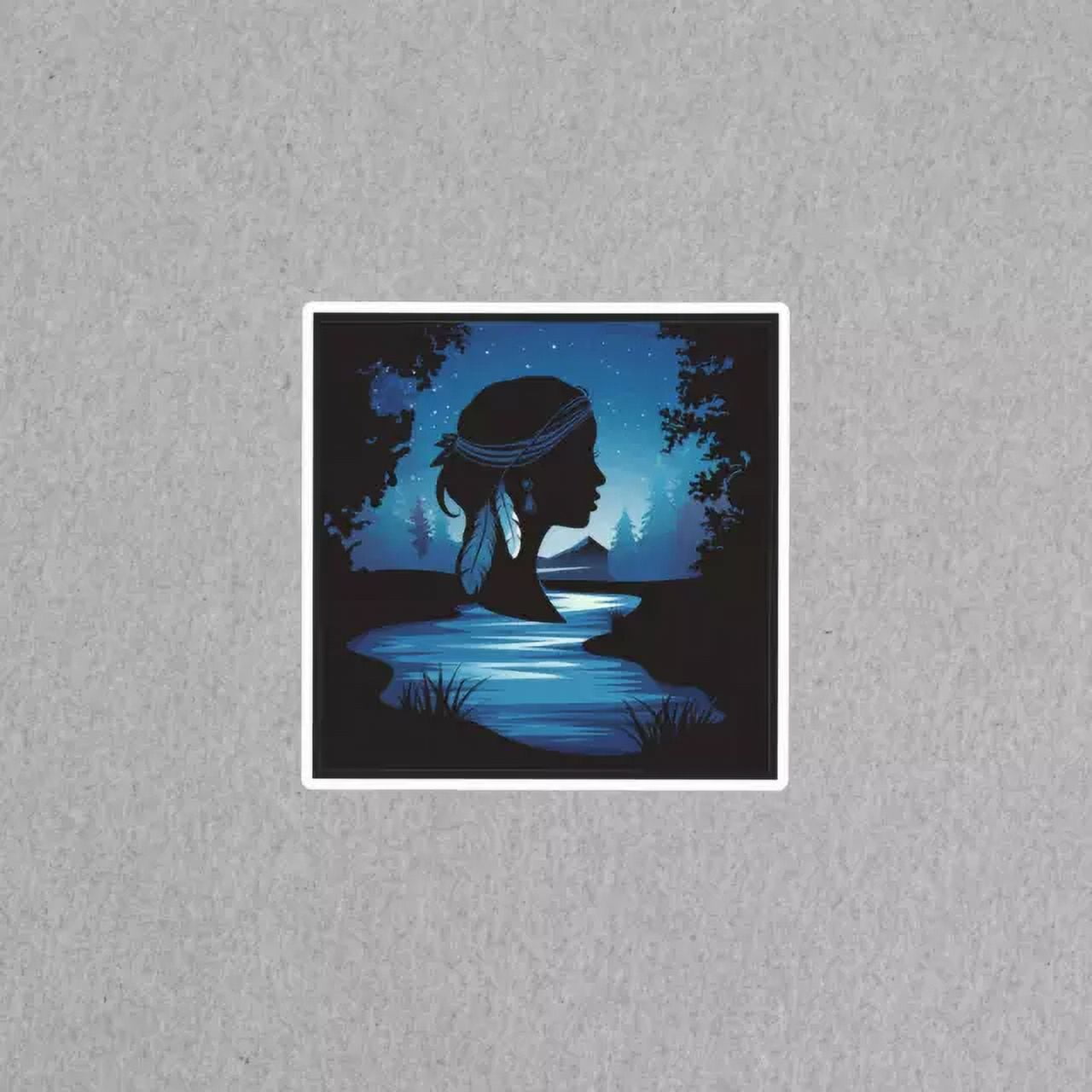 Mystical Boho Girl Silhouette Sticker - Starry Night Laptop Decalphone Decal Water Bottle ...