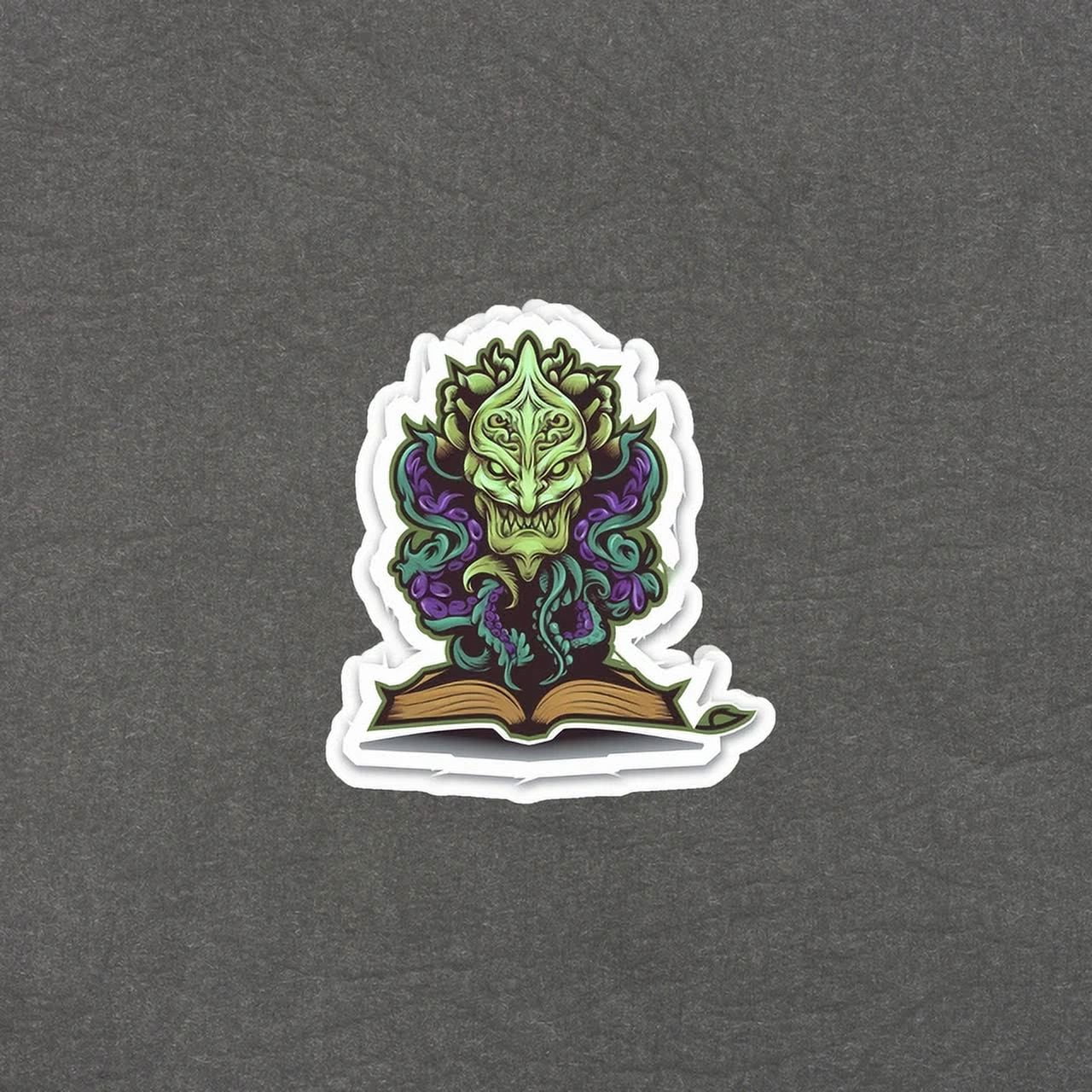 Mystical Book Creature Vinyl Sticker - Colorful Fantasy Art Decalphone Decal Water Bottle ...