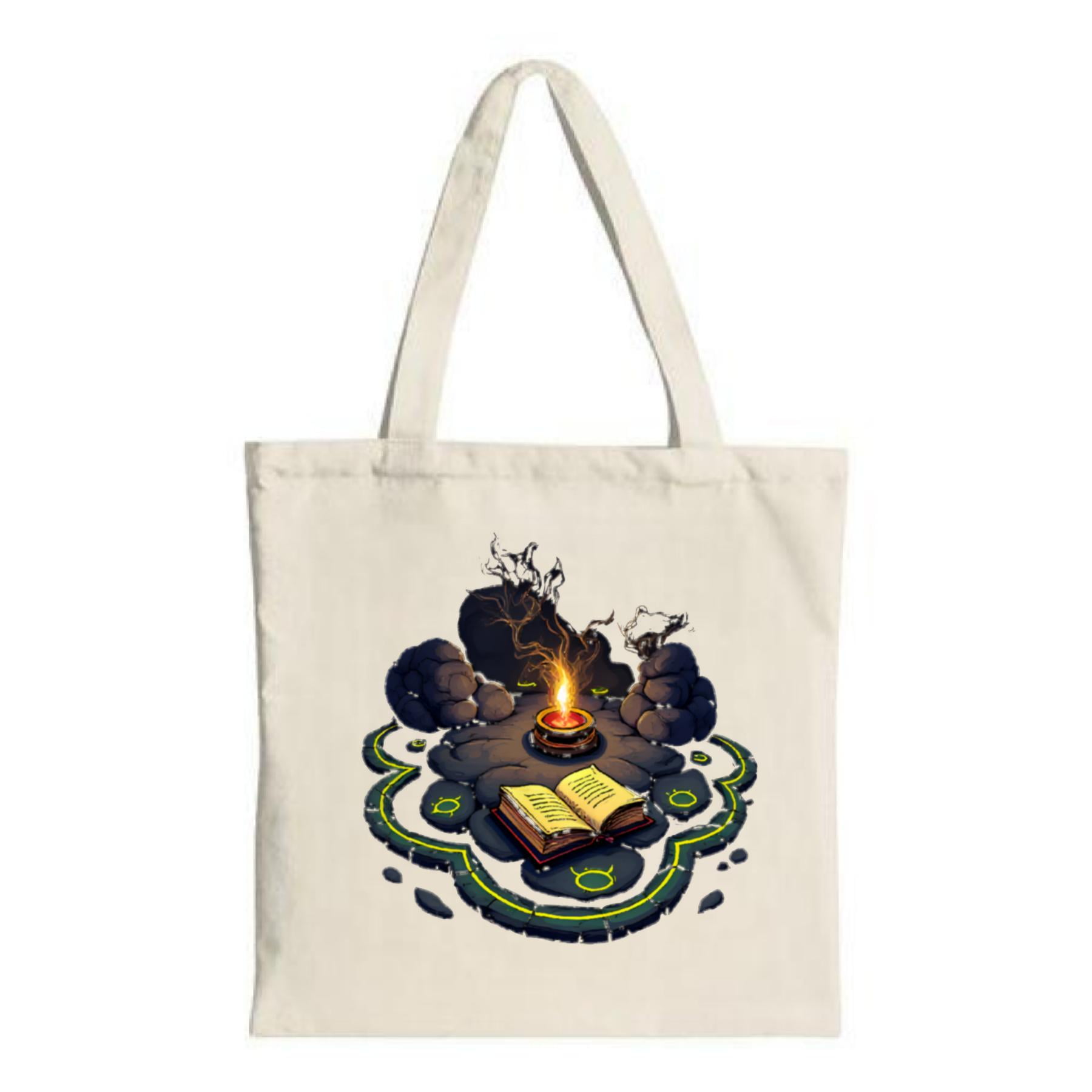 Mystical Cauldron Tote Bag - Canvas Reusable Shopping Bag with ...