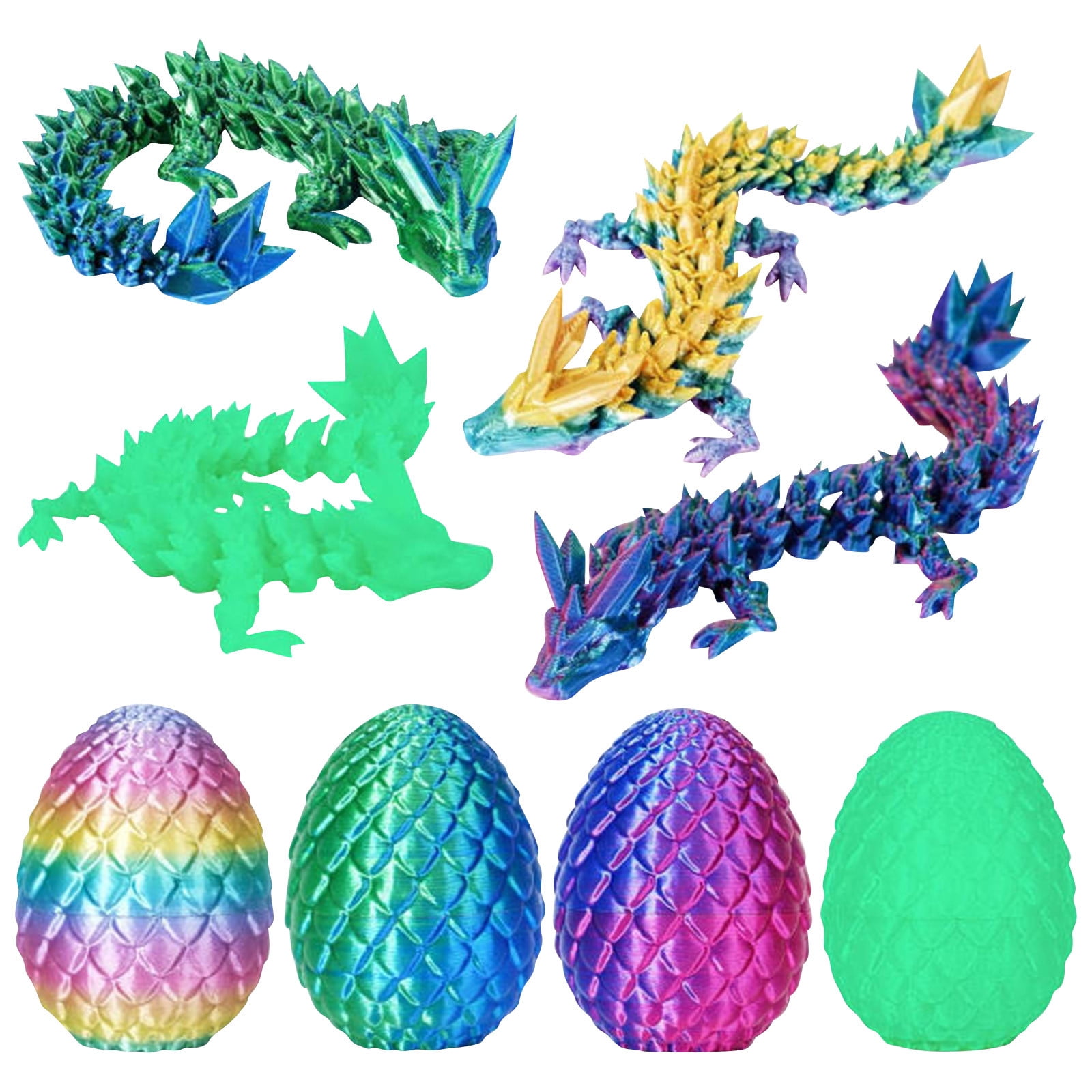 Mystical Dragon Egg Toys Set 4 Transforming Glow-in-the-Dark Dragons ...
