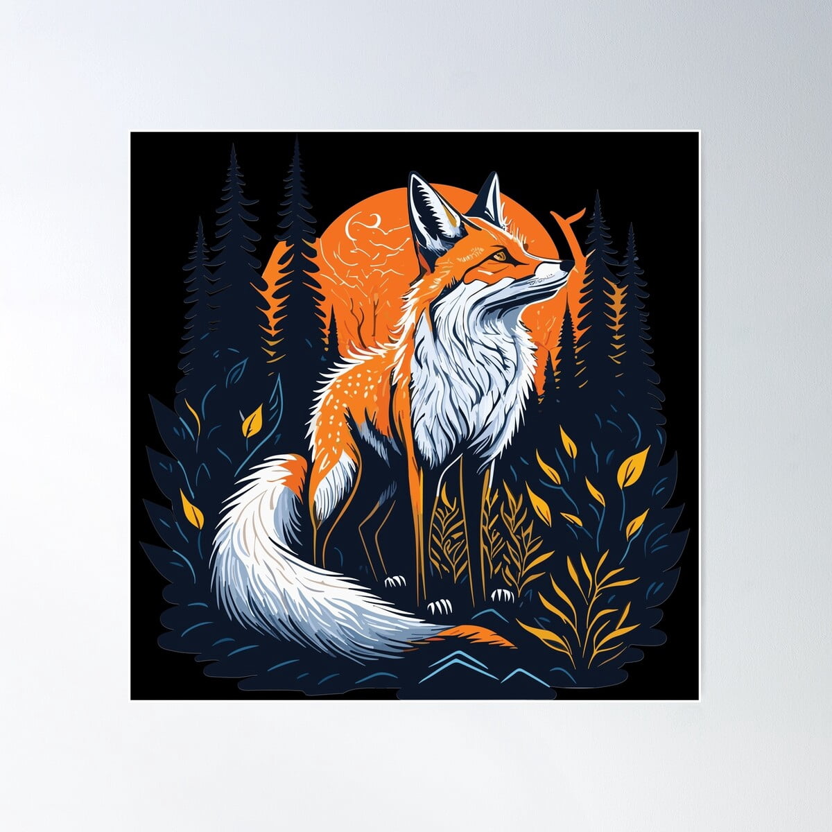 Mystical Fox And Nature Poster Wall Art, Modern Wall Decor For Living ...