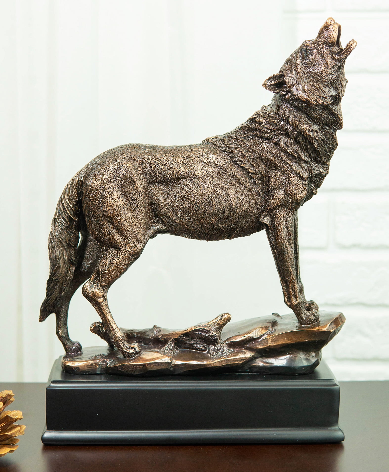 Mystical Full Moon Howling Alpha Gray Wolf Statue In Bronze ...