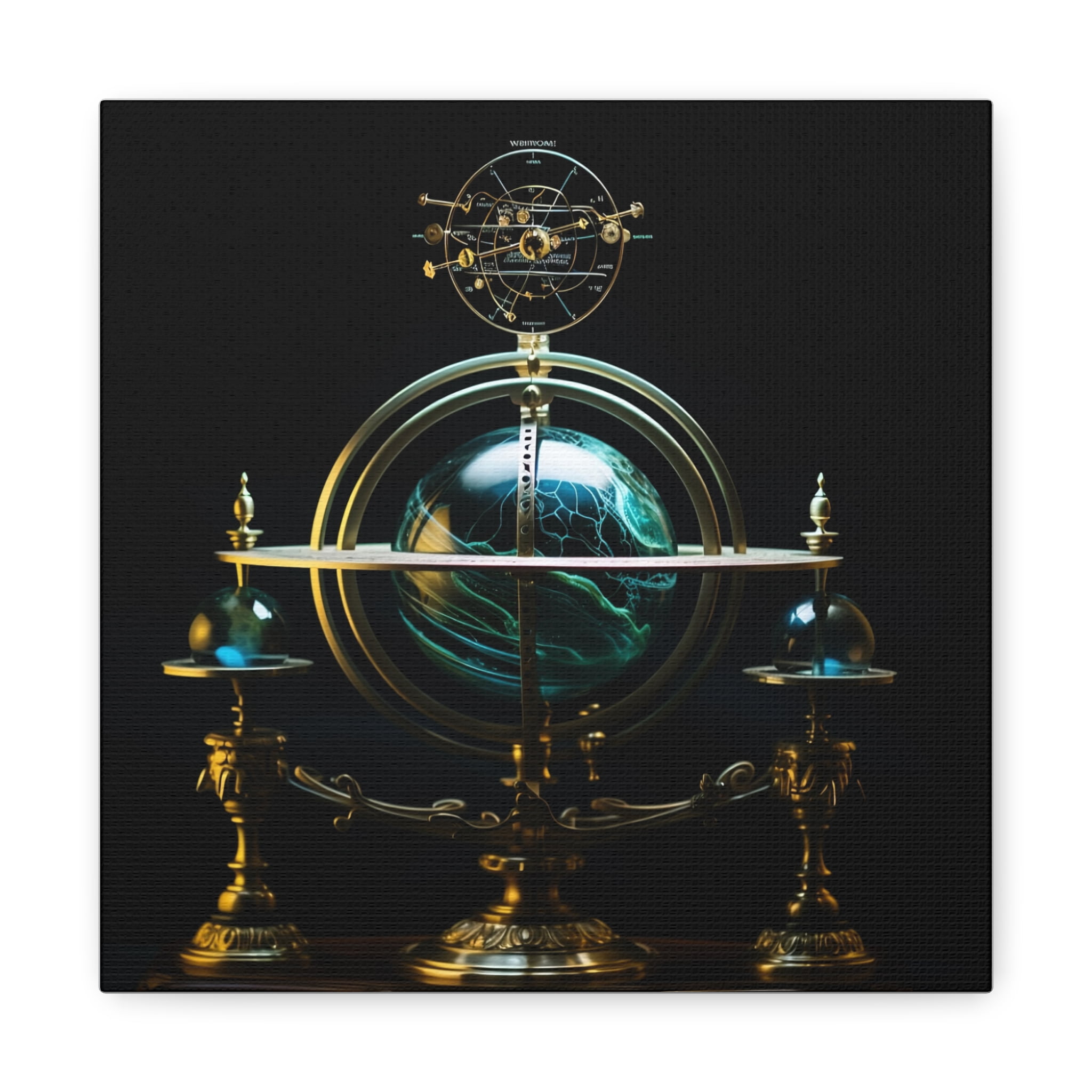 Mystical Globe Planetary Clock Wall Art Canvas Spiritual Decor ...