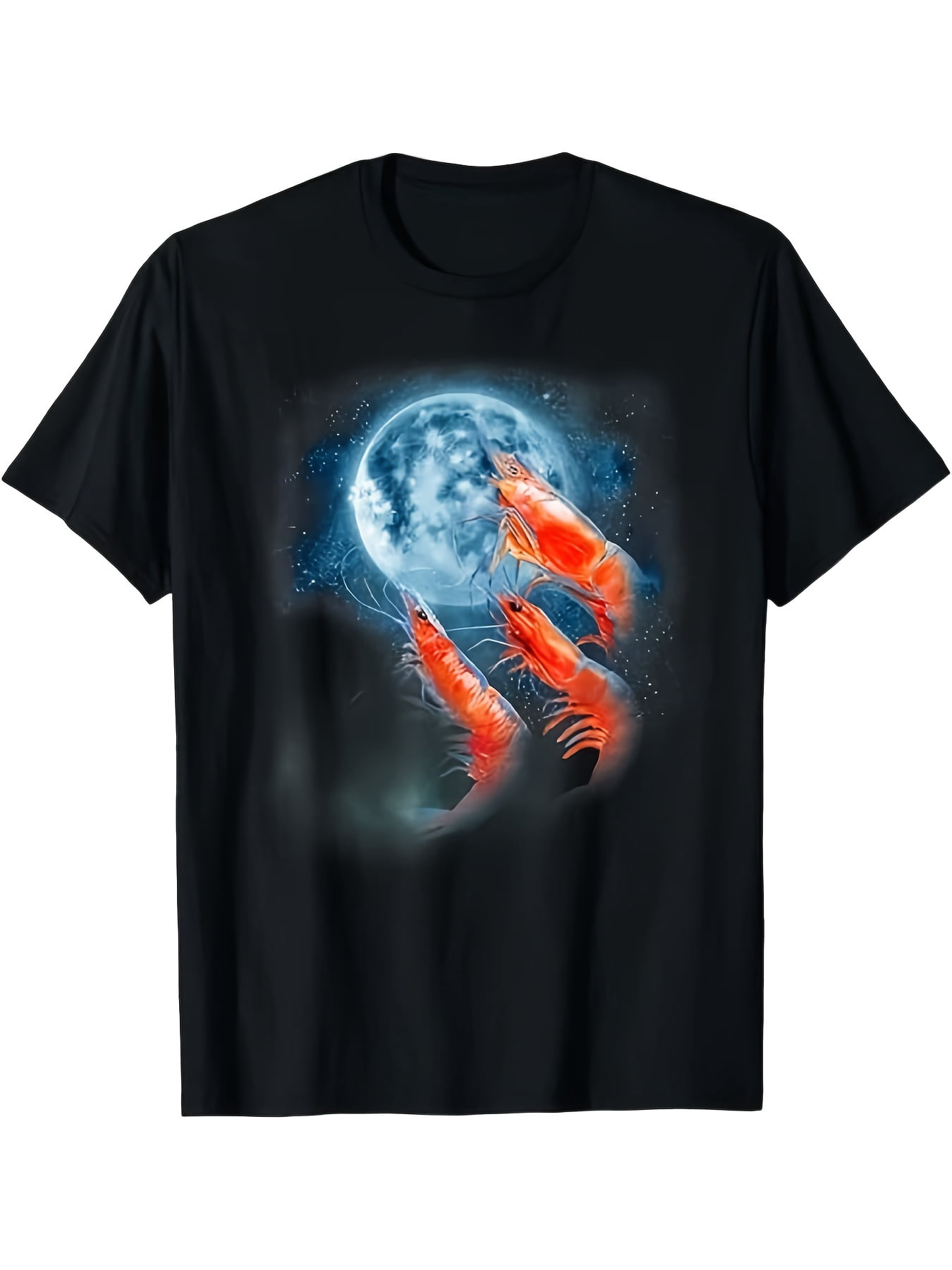Mystical Glowing Shrimp & Full Moon T-Shirt Celestial Starry Night ...
