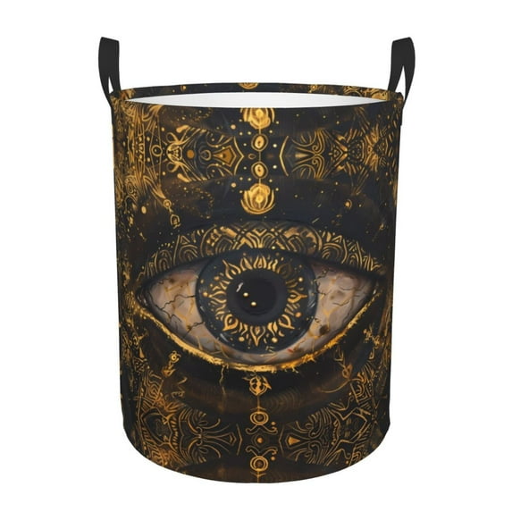 Mystical Golden Eye Laundry Basket with Handles - Freestanding Laundry ...