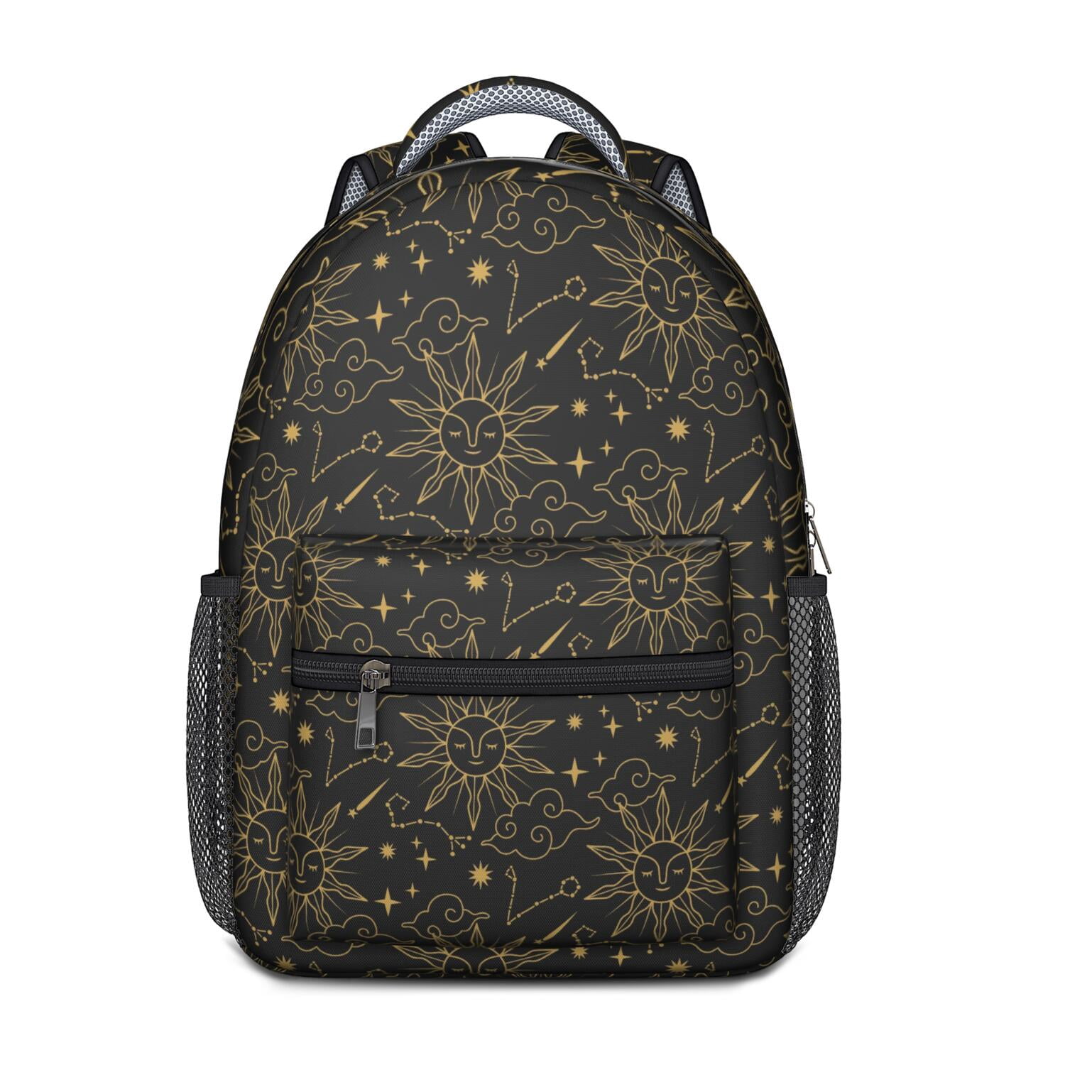 Mystical Goth Backpack – Starry Night, Cosmic Moon & Astrology Print ...