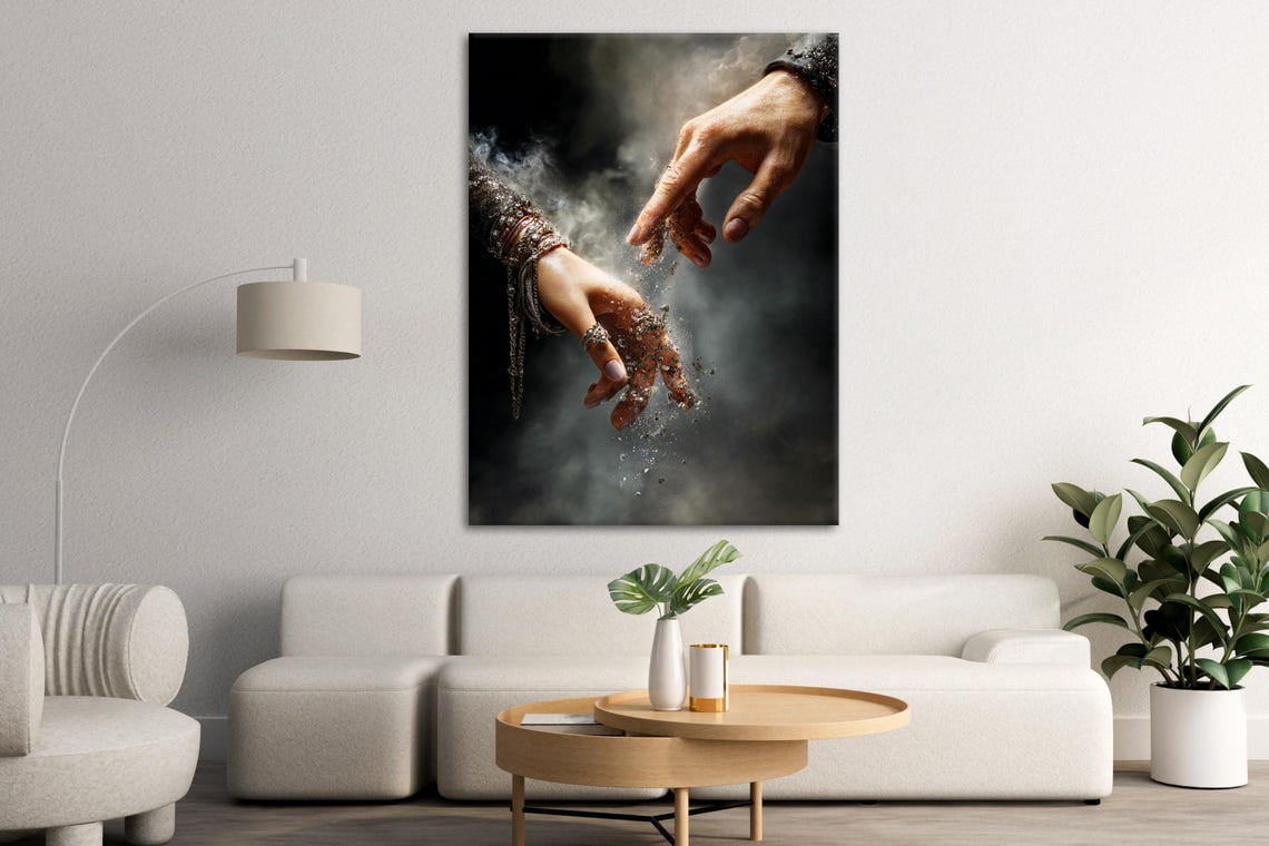 Mystical Hands Wall Art, Spiritual Dust Print, Symbolic Touch Artwork ...