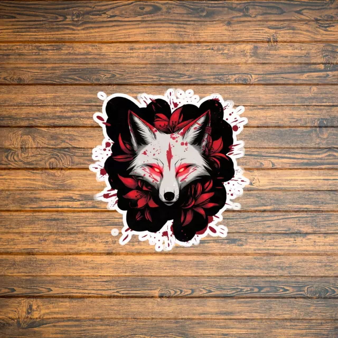 Mystical Kitsune Fox Japanese Demon Mask Sticker Decal Gothic Artphone ...