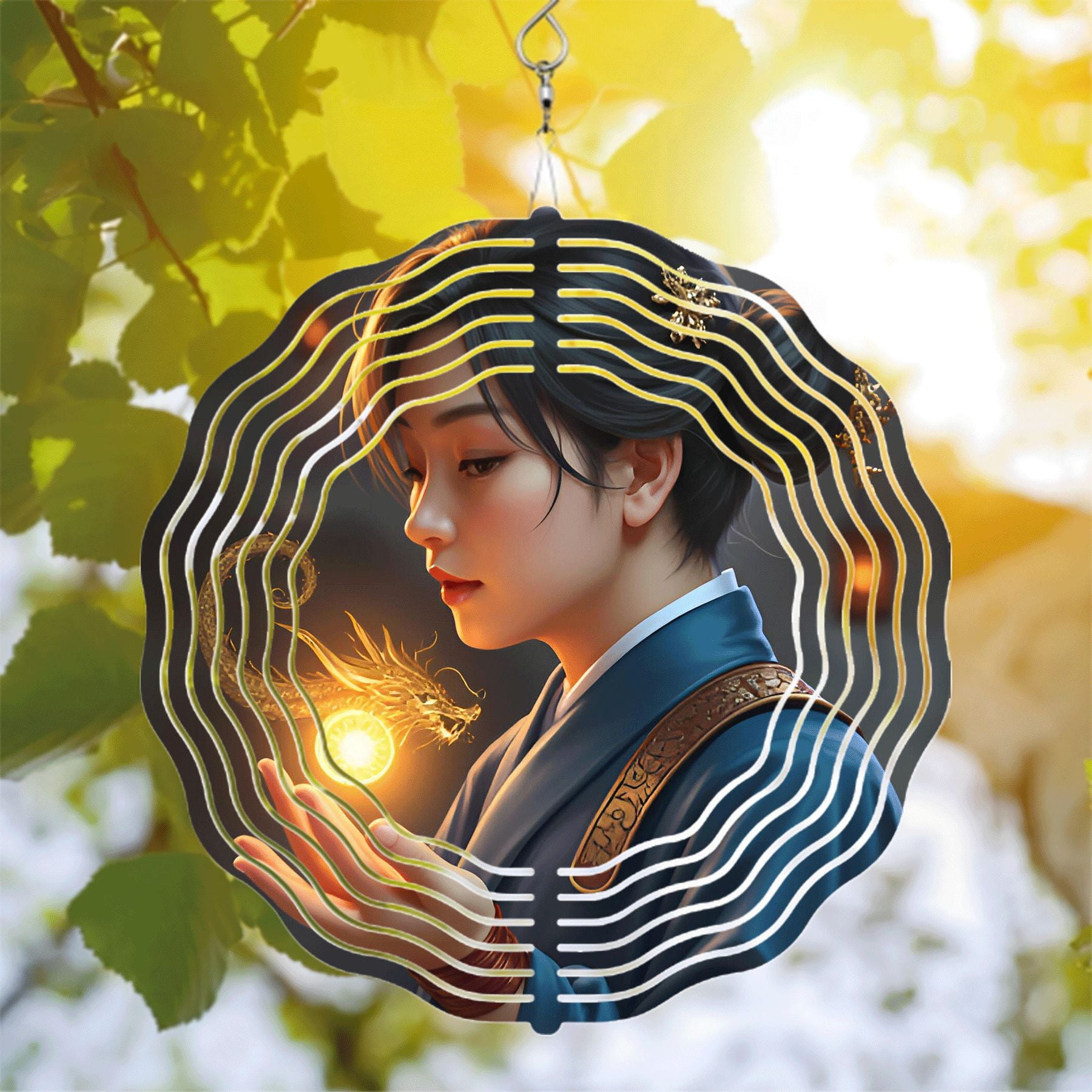 Mystical Metal Hanging Wind Spinners & Chimes - Intricate Concentric ...