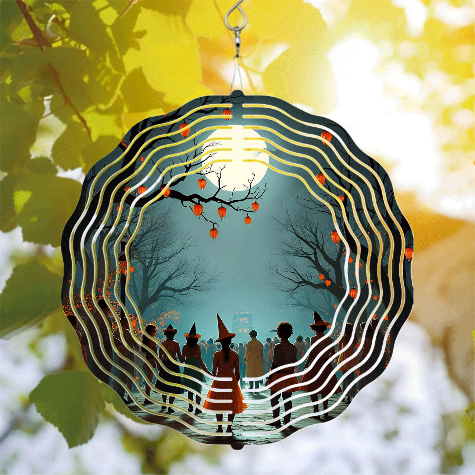 Mystical Metal Hanging Wind Spinners - Concentric Circular Patterns for ...