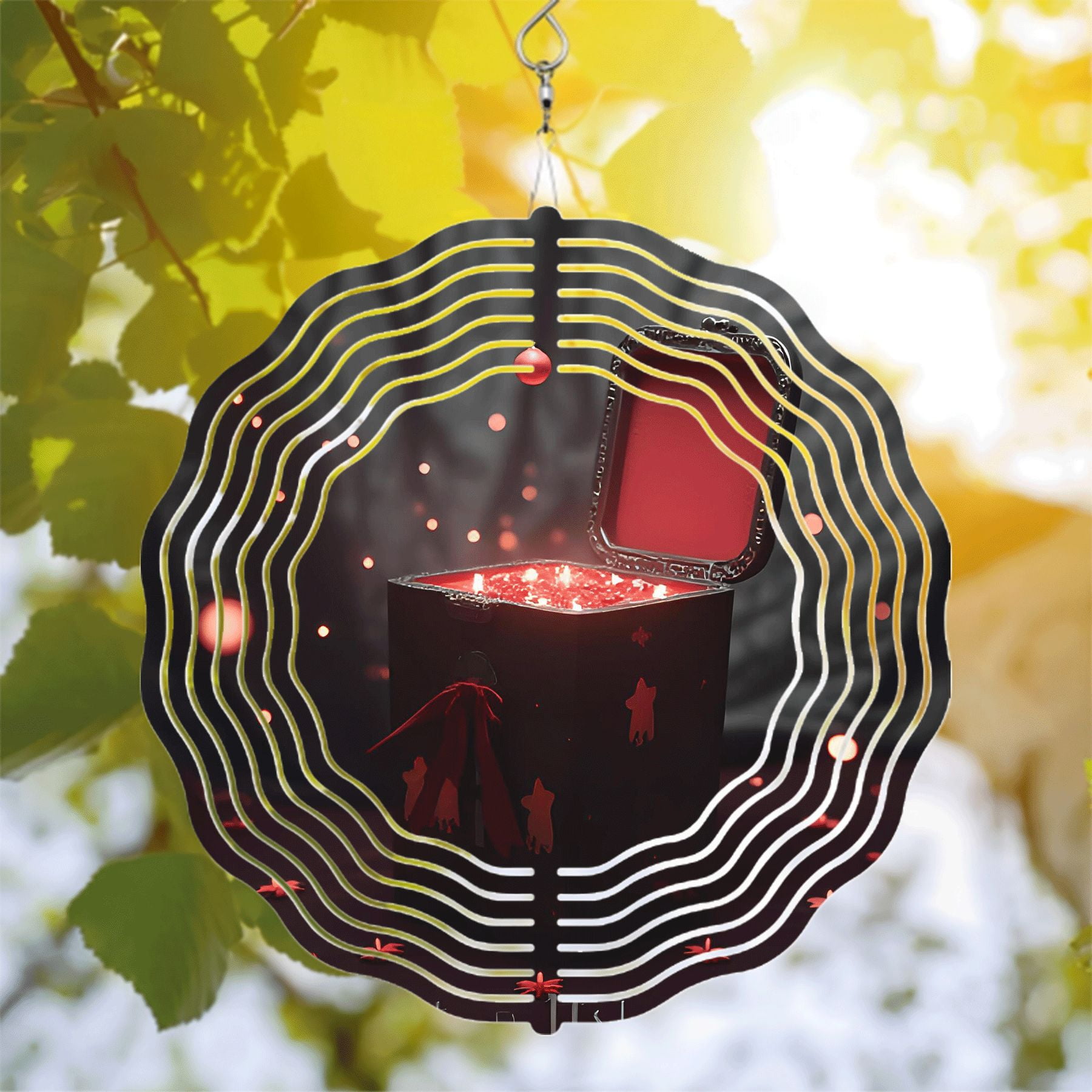 Mystical Metal Hanging Wind Spinners - Ornate Design with Wave Patterns ...