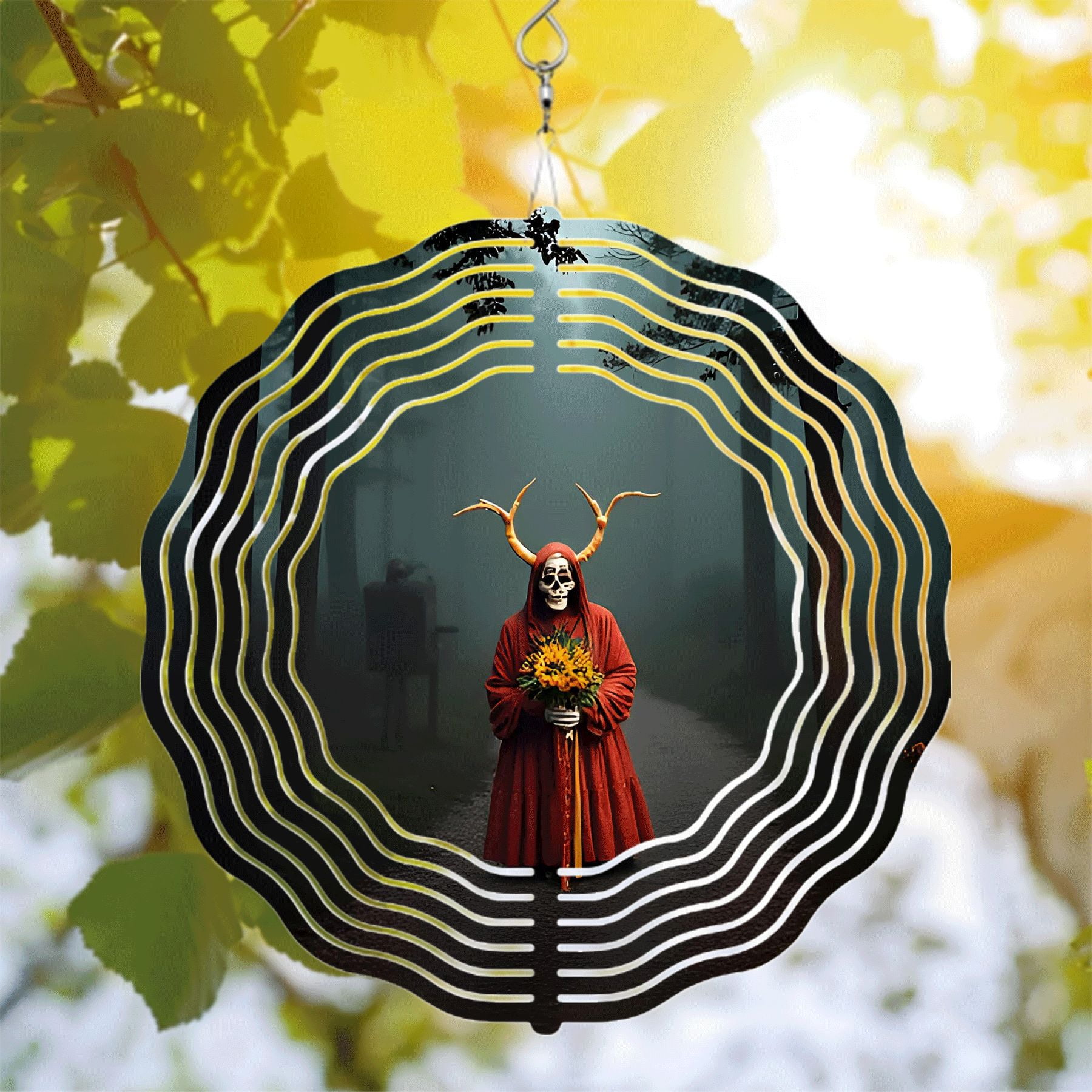 Mystical Metal Hanging Wind Spinners with Surreal Wave Patterns ...
