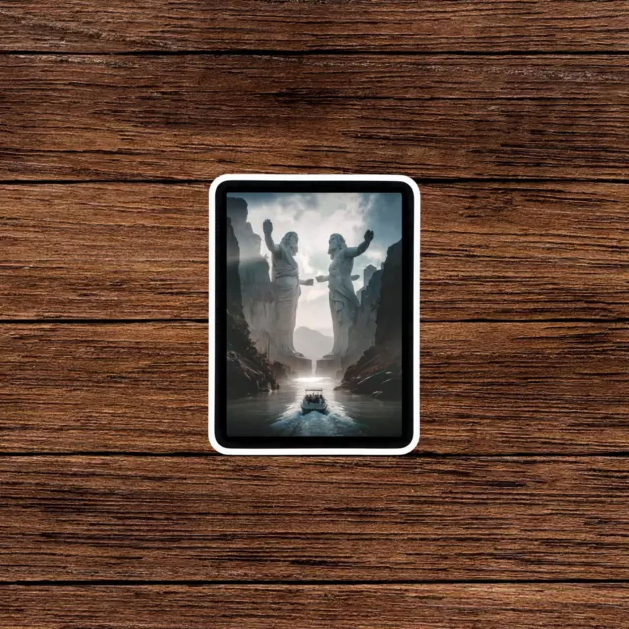 Mystical Misty Canyon With Ethereal Figures Sticker - Surreal Fantasy ...