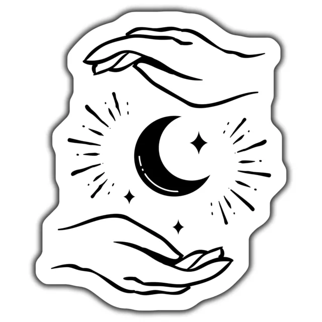 Mystical Moon Hand Sticker, Celestial Moon Hands Decal, Boho Moon Phase ...