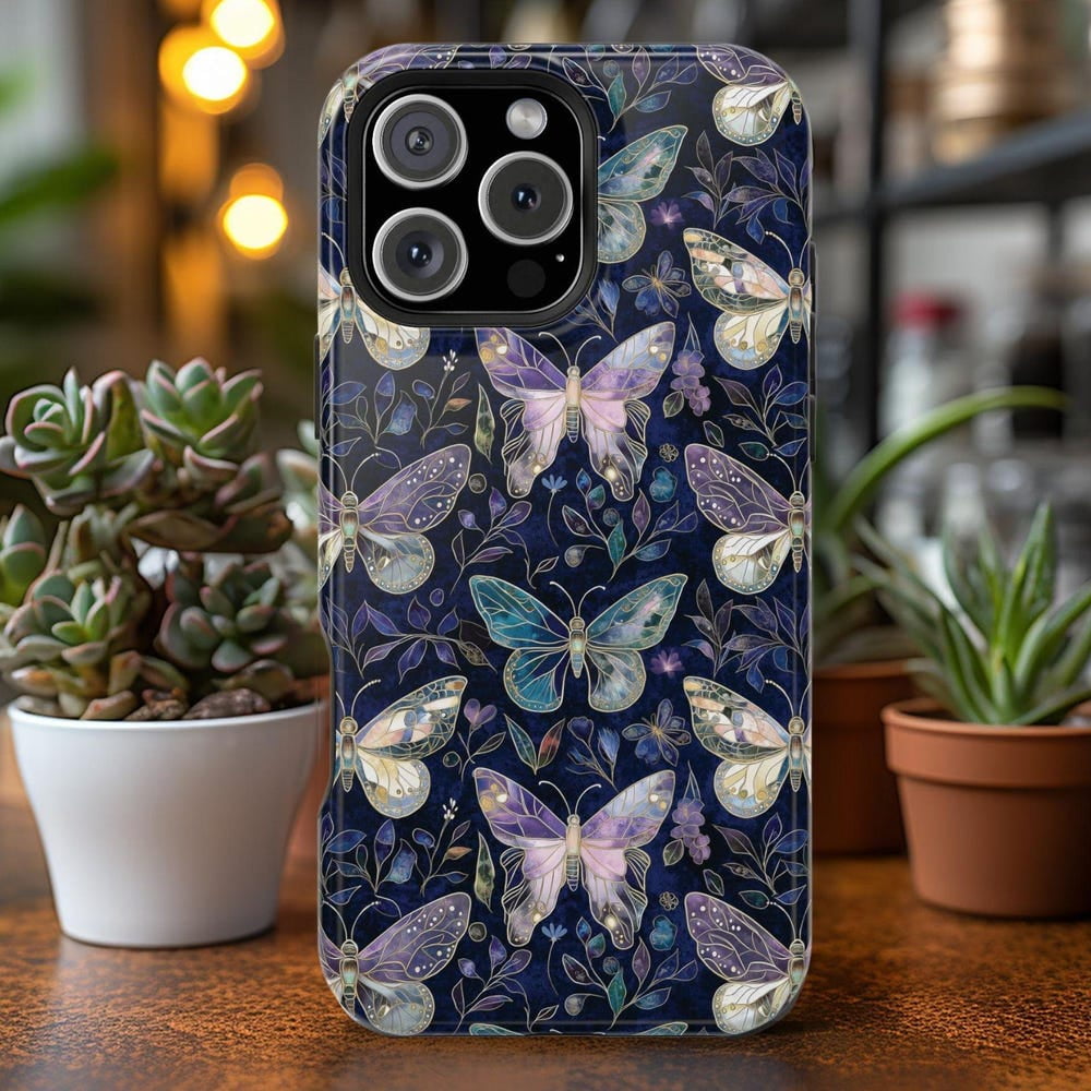 Mystical Moths Dark Moody Stained Glass Compatible Phone Case for ...