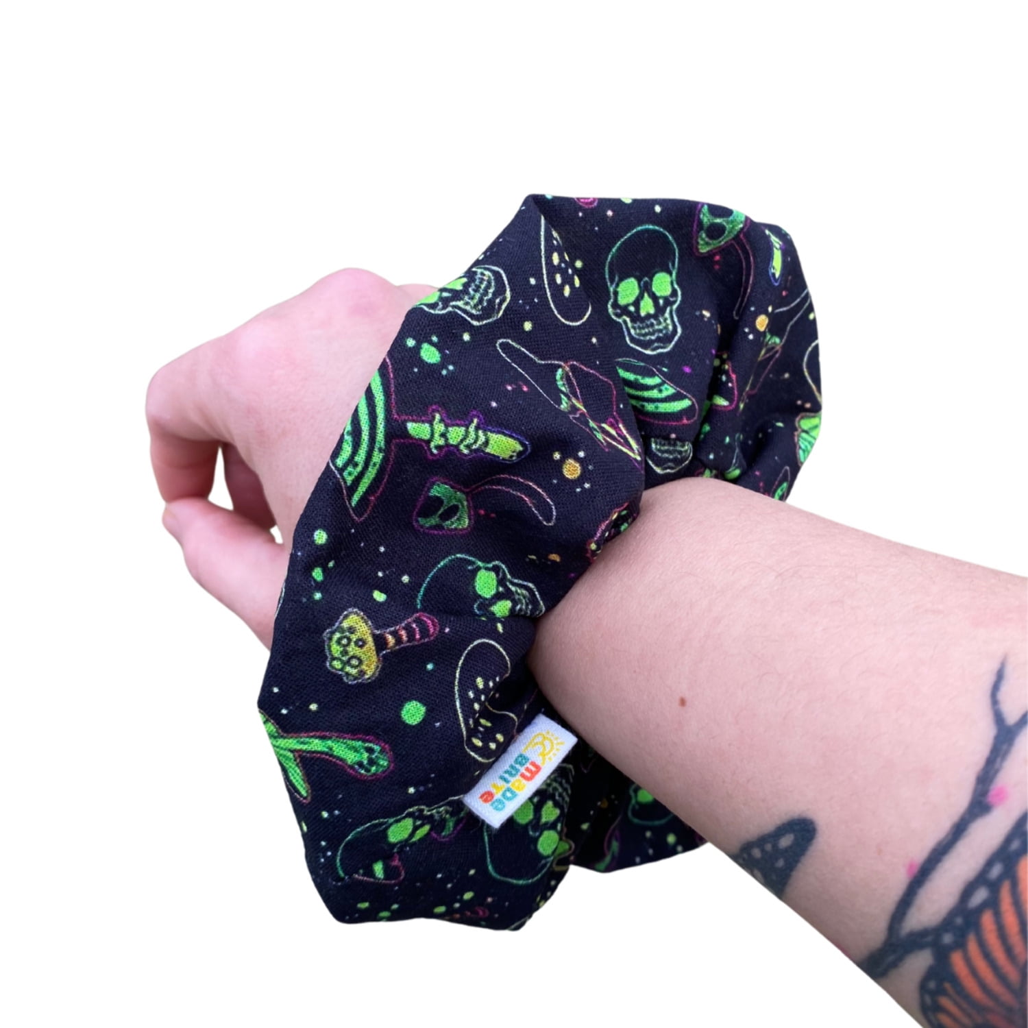 Mystical Mushroom Halloween Scrunchie: Skull Skeleton Bones Design for ...