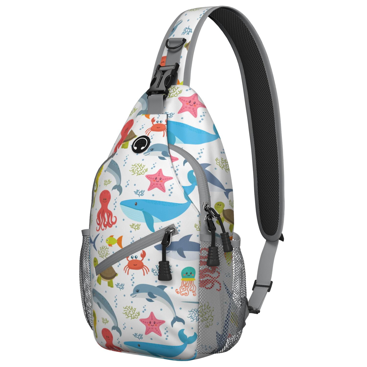 Mystical Nautical Marine Life Sling Backpack Lightweight Durable ...