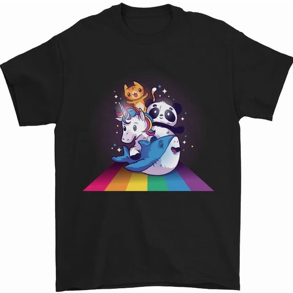 Mystical Panda Bear Unicorn Cat And Shark Mens Womens S-5XL T-Shirt ...