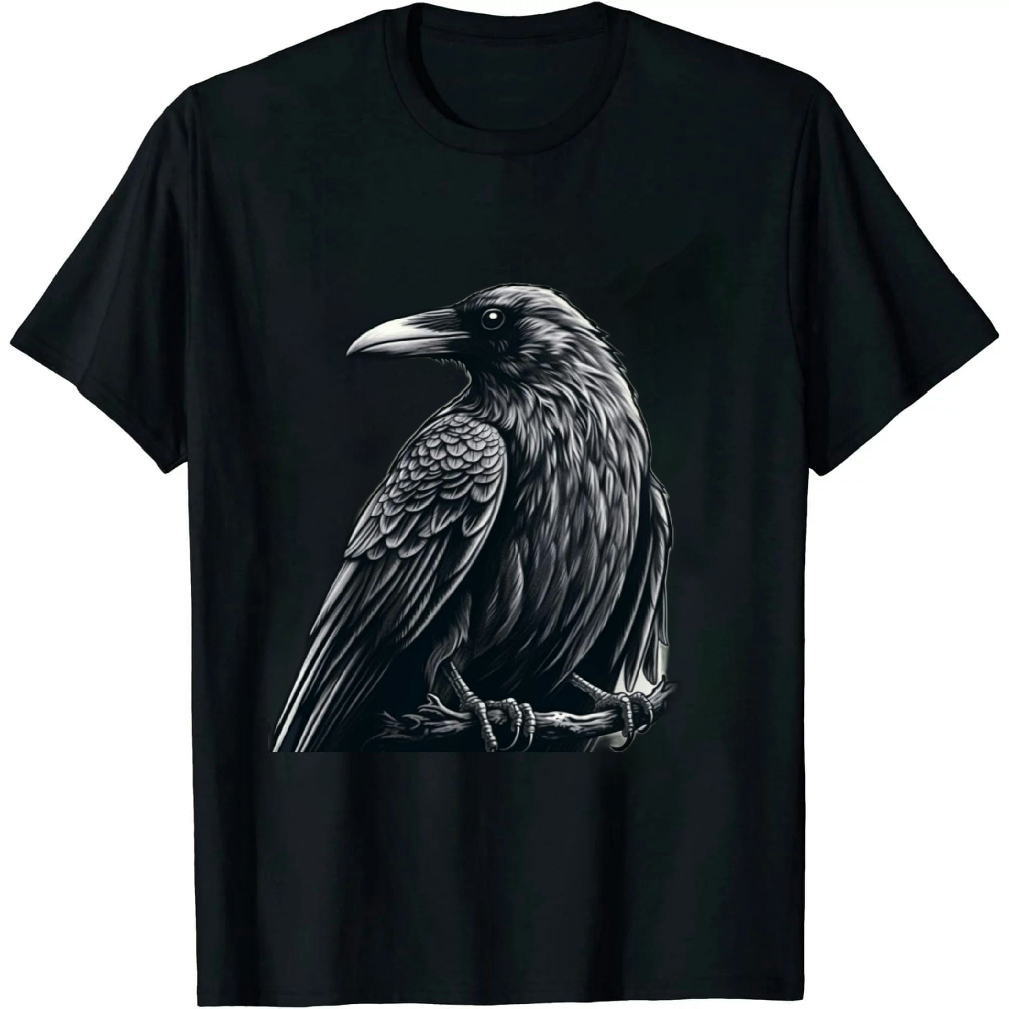 Mystical Raven Bird Occult Symbolism Nature Witch Motif T-Shirt ...
