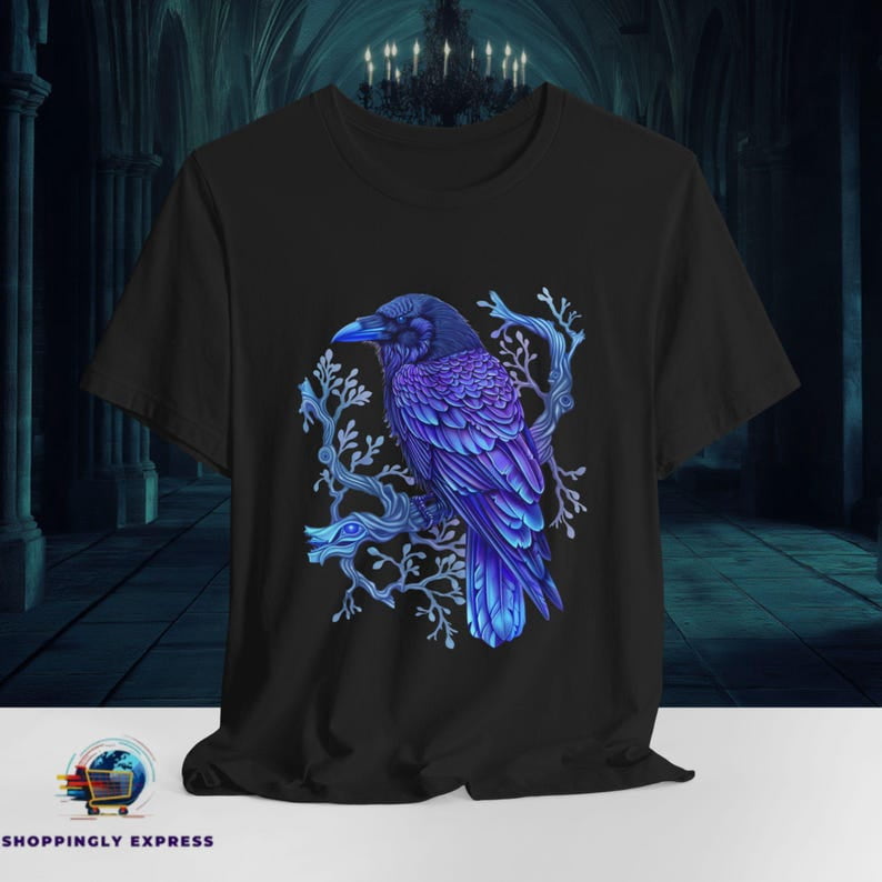 Mystical Raven Gothic Shirt – Spiritual Purple Crow Dark Aesthetic ...