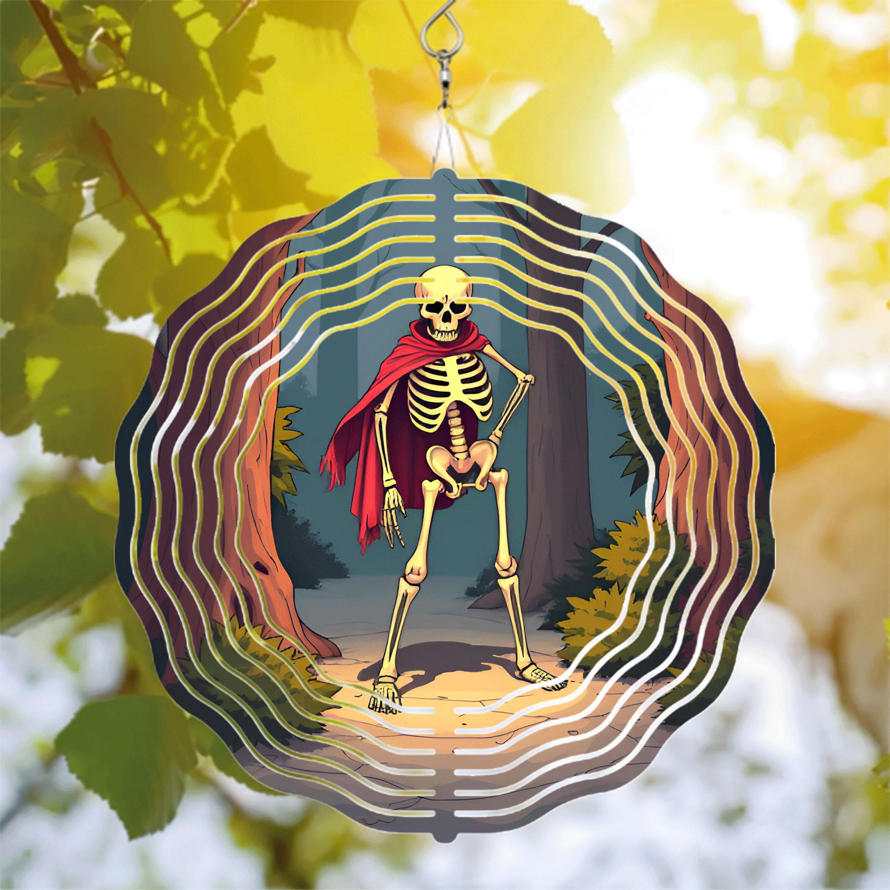 Mystical Skeleton Wind Spinner - Metal Hanging Wind Chimes with Ripple ...
