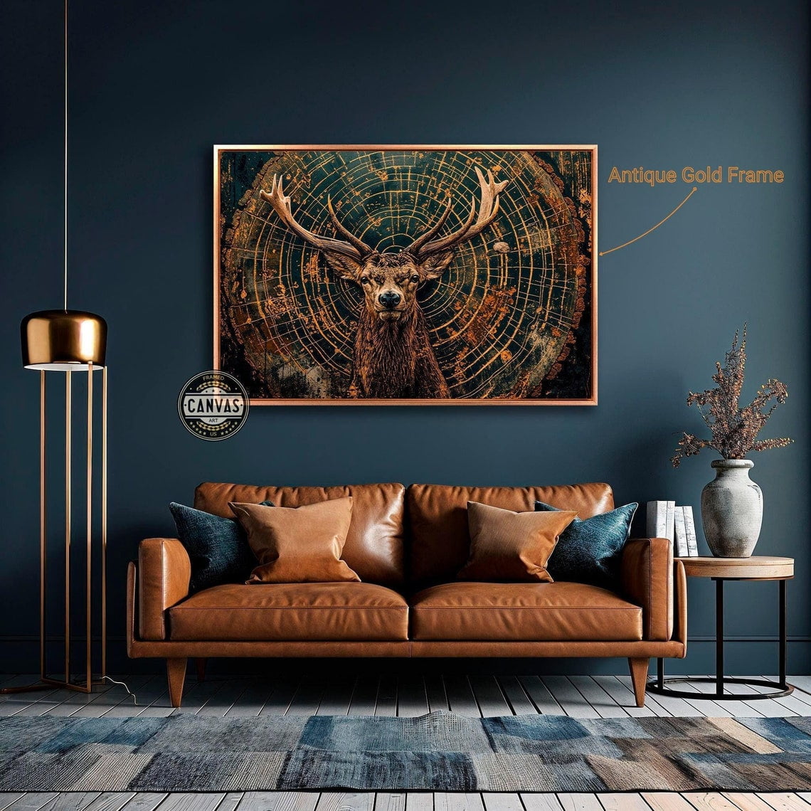 Mystical Stag Poster Brown Tree Rings Wall Art Enigmatic Deer Posters ...