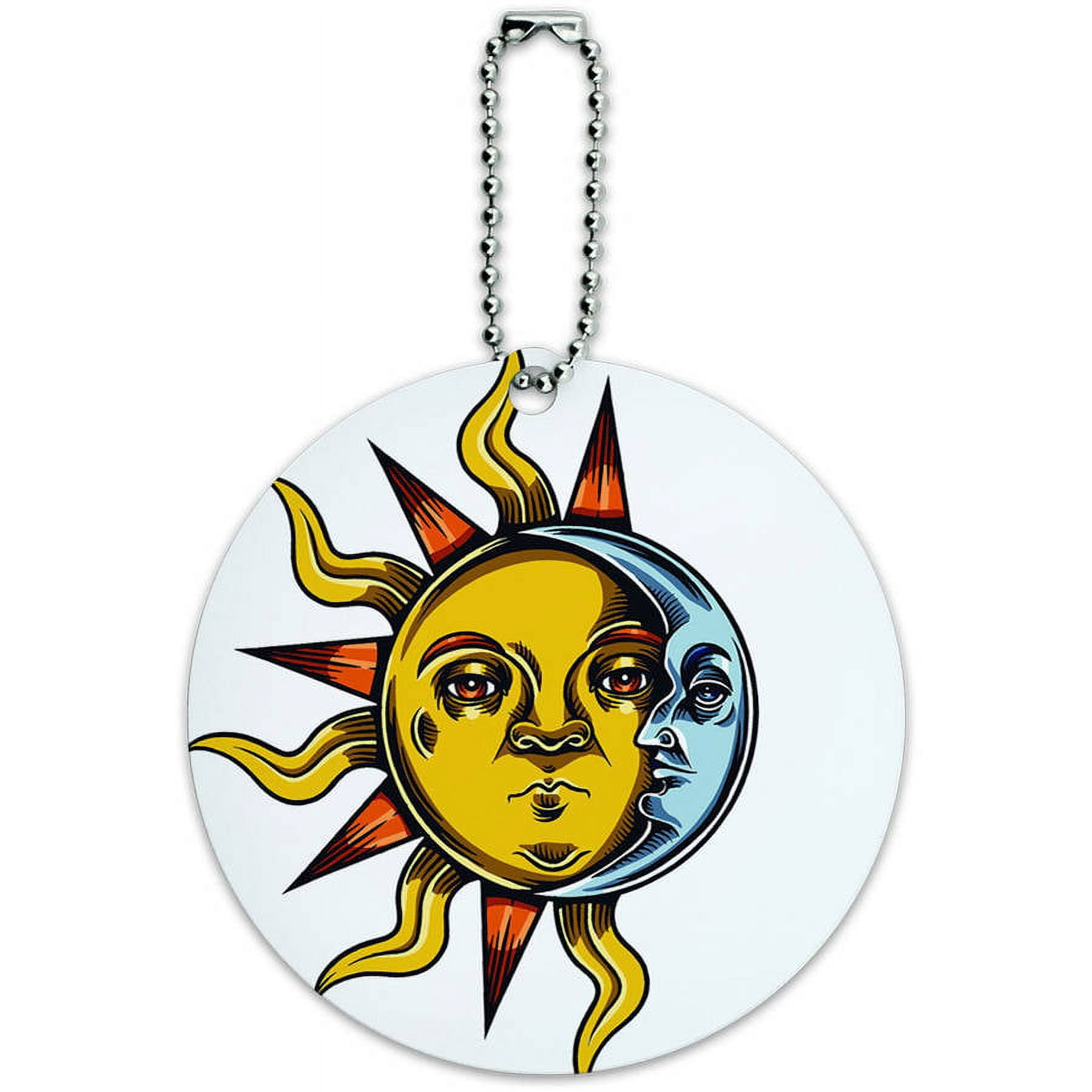 Mystical Sun and Moon Occult Round Luggage ID Tag Card for Suitcase or ...