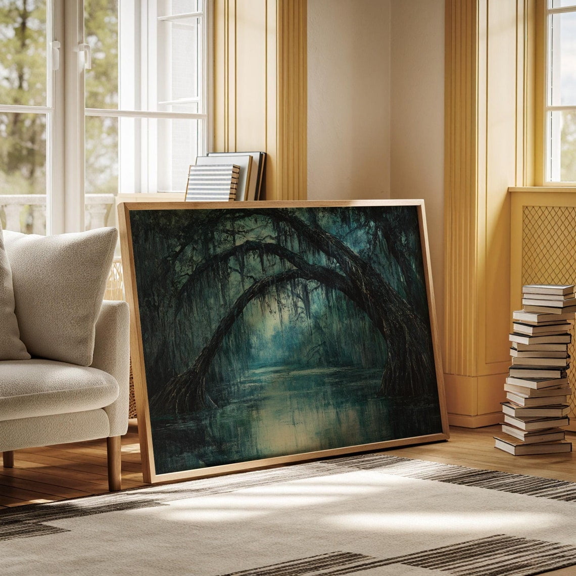 Mystical Swamp Landscape Art - Enchanting Dark Forest Scene With Moss ...