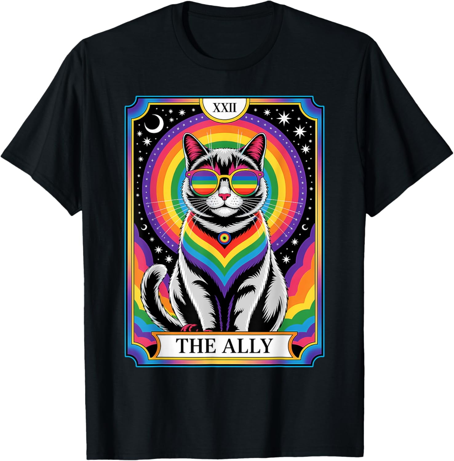 Mystical Tarot Rainbow Cat The Ally LGBTQ Pride Gay Support T-Shirt ...