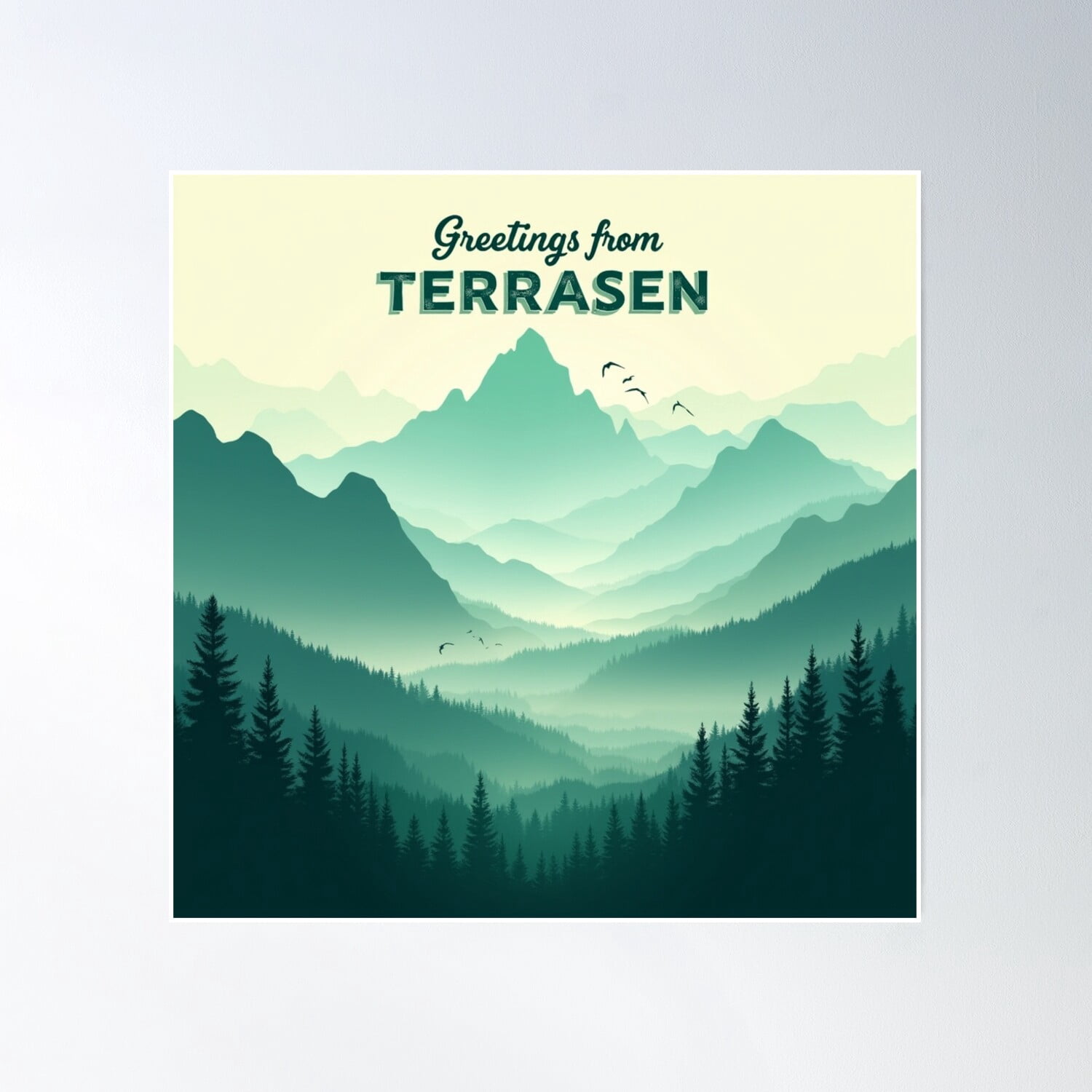 Mystical Terrasen Travel Poster – Vintage Forest Landscape Poster Wall ...