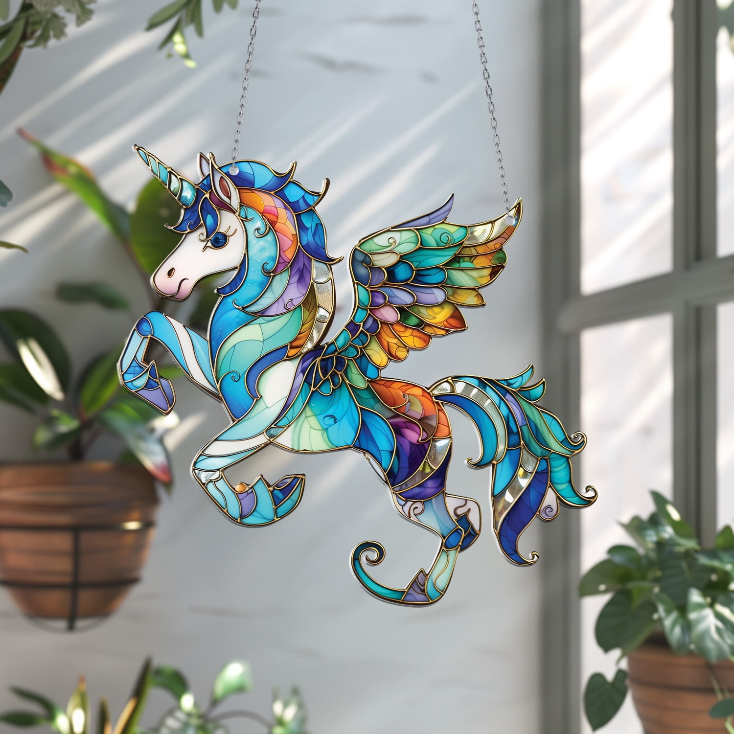 Mystical Unicorn Acrylic Window Hanging - Stained Glass Style, A ...