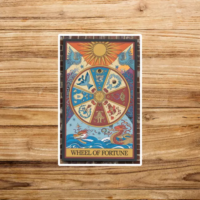 Mystical Wheel Of Fortune Tarot Card Sticker Decal - Colorful Occult ...