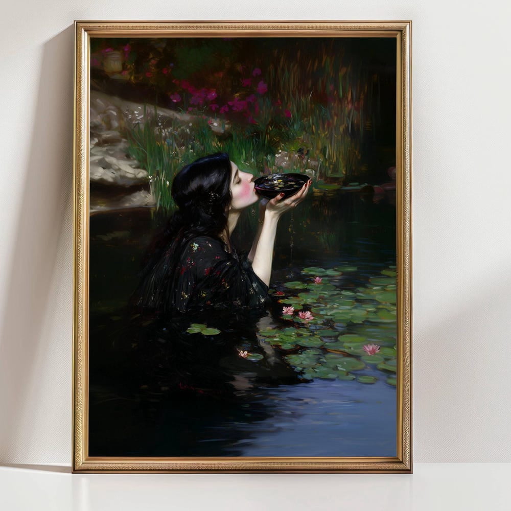 Mystical Woman By The Water Wall Art Dark Fairy Tale Fantasy Print ...