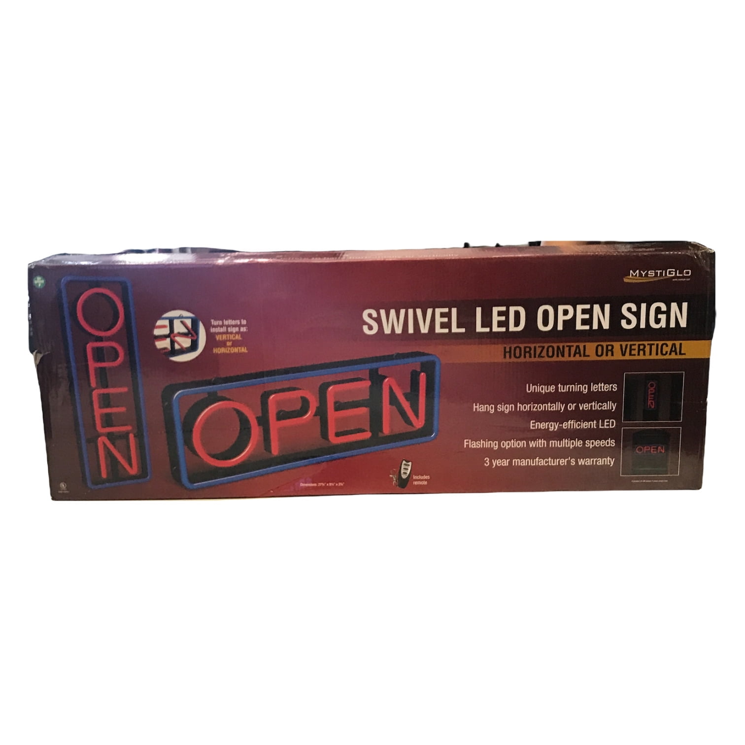 Mystiglo Versatile LED Swivel Open Sign for Business with Light Control ...