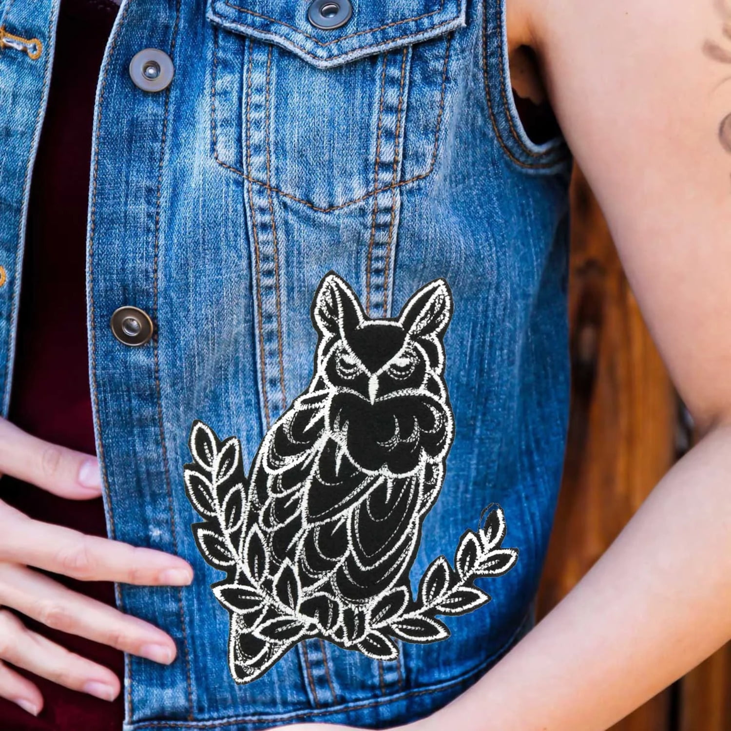 Mystique Great Horned Owl Large Black and White Iron On Embroidered Patch - Walmart.com